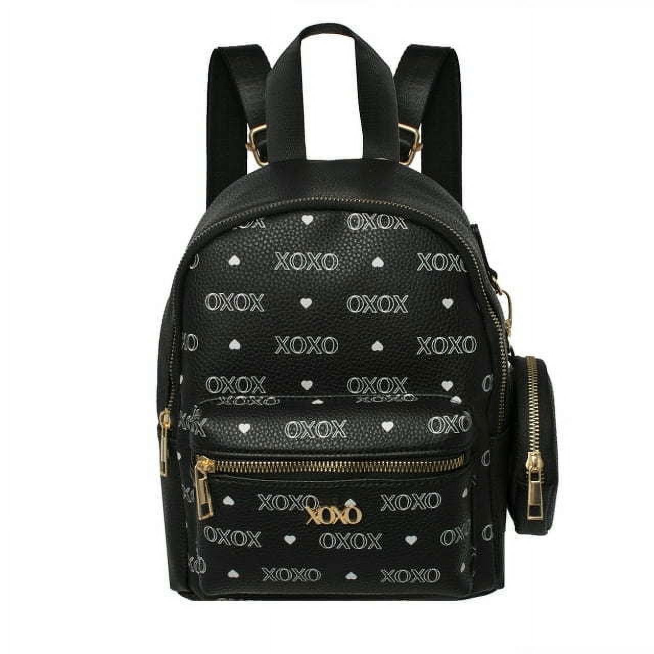 XOXO All over Print Urban Heart Black Leather Everyday Backpack with ...