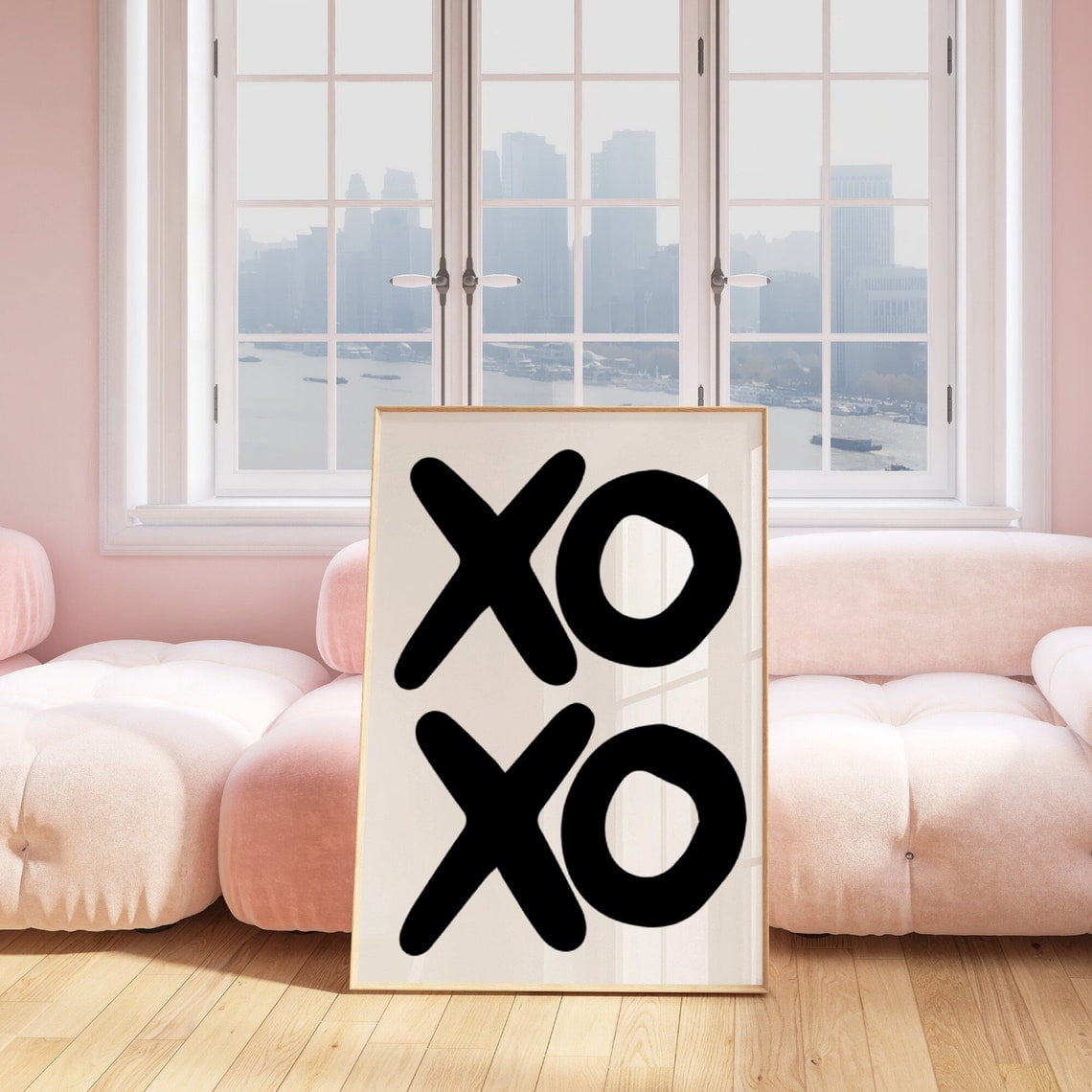 XOXO Black White Valentine Typography Wall Art, Unframed Canvas Size ...