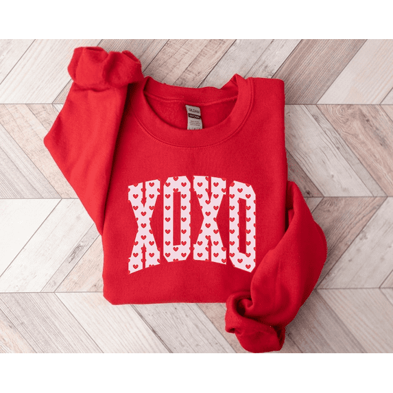 XOXO Heart Pattern Sweatshirt | Romantic Valentine Holiday Pullover ...