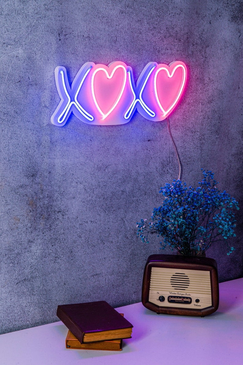 XOXO Neon Wall Sign Handmade Customized Led Light Decor - Pink Blue ...