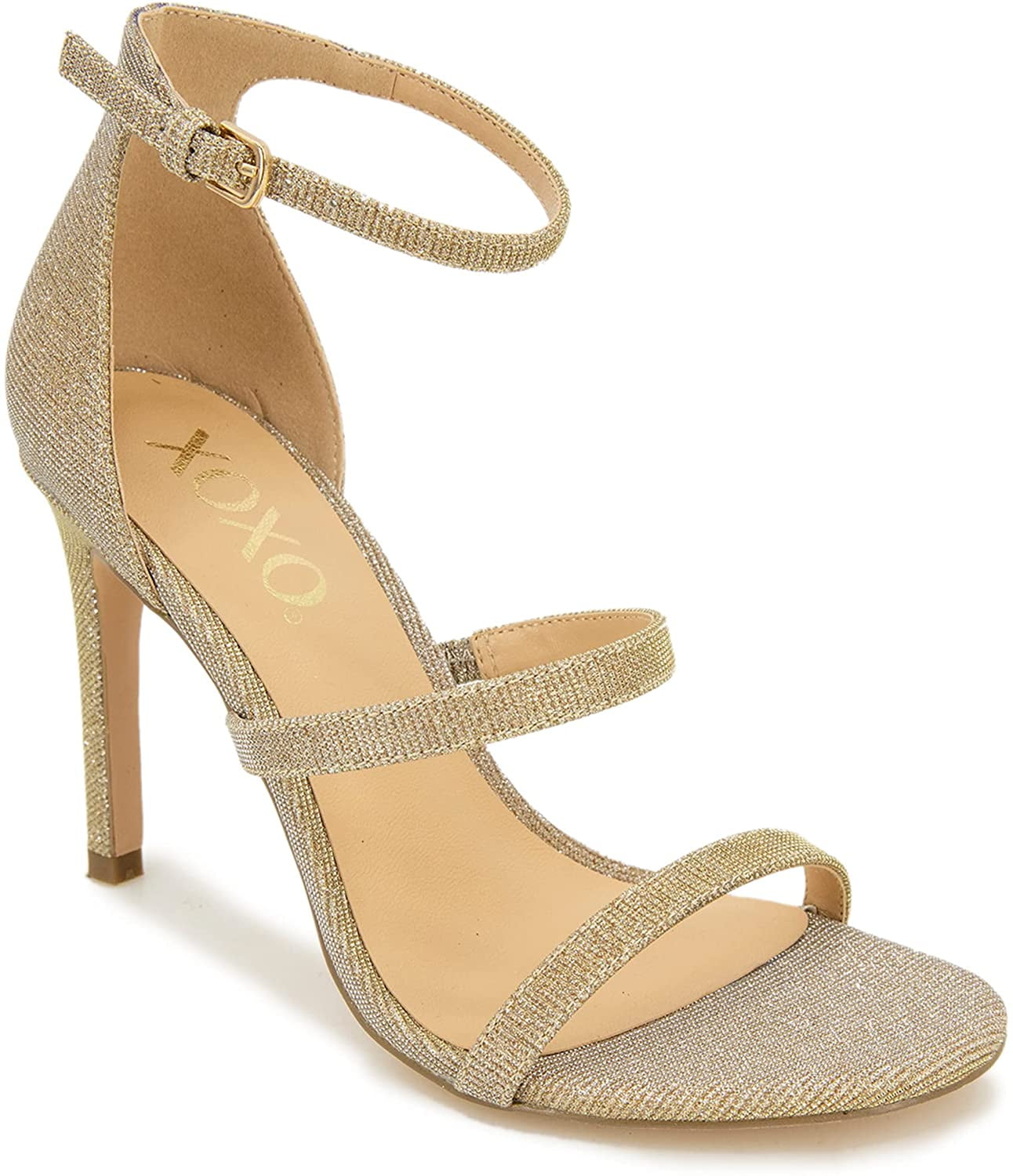 XOXO Women's Gold Glitter Bridgette Strappy Sandals - Walmart.com