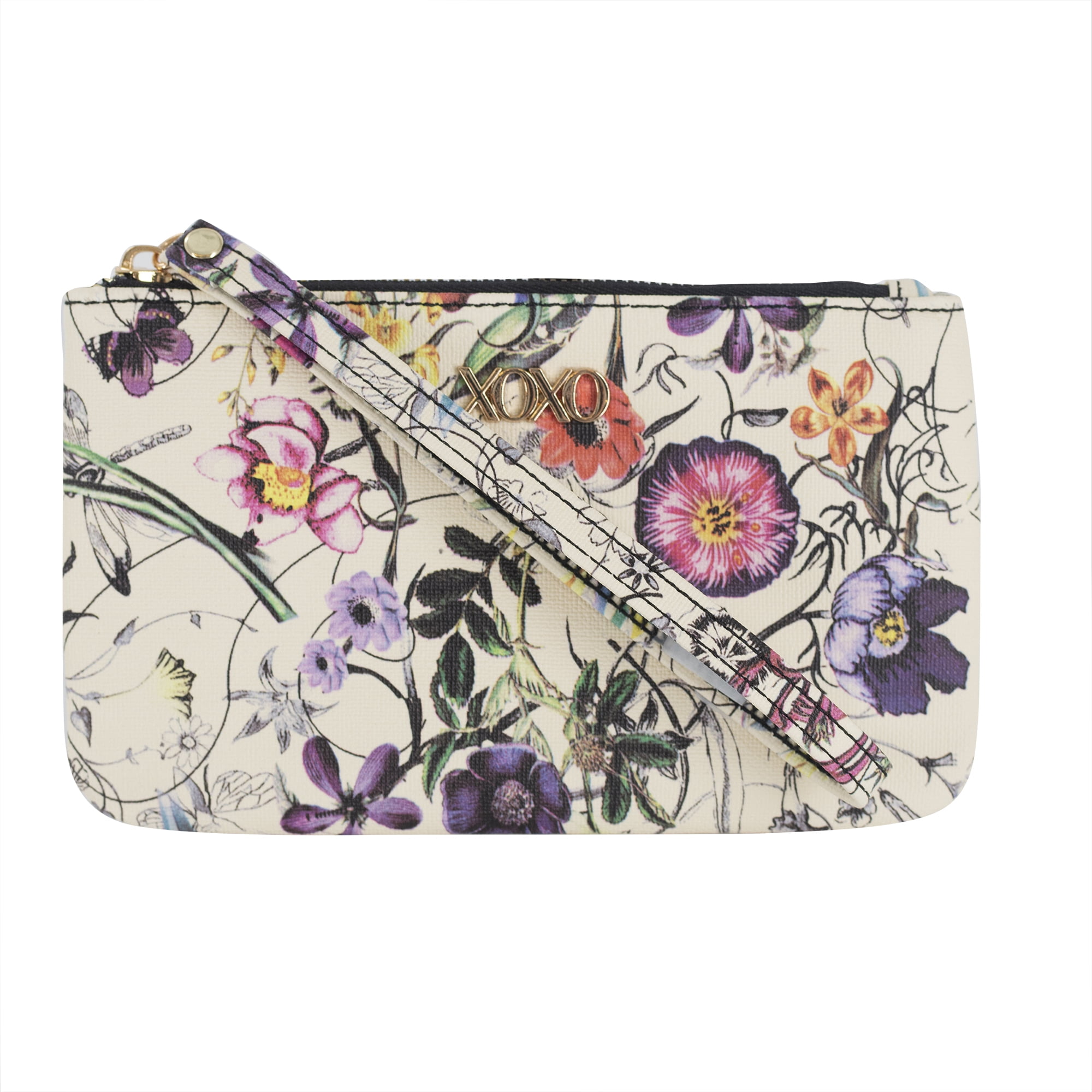 XOXO Women's Large Mauve Floral Saffiano Leather Clutch Wallet with ...