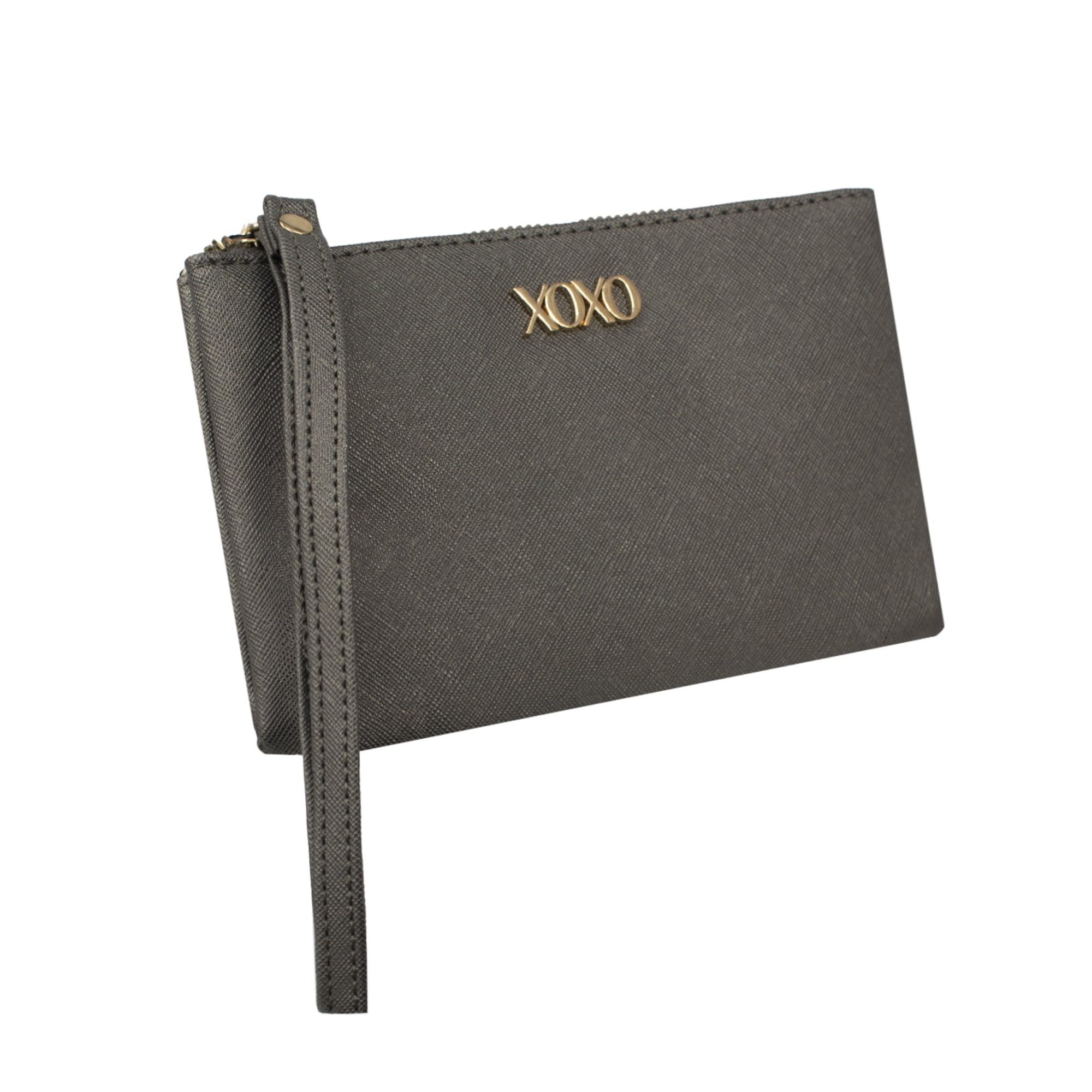 XOXO Metallic Gunmetal Saffiano Leather Wristlet Wallet - Walmart.com