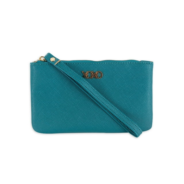 XOXO Women’s Large Teal Saffiano Multifunction Solid / Patterned Wristlet Wallet - Walmart.com