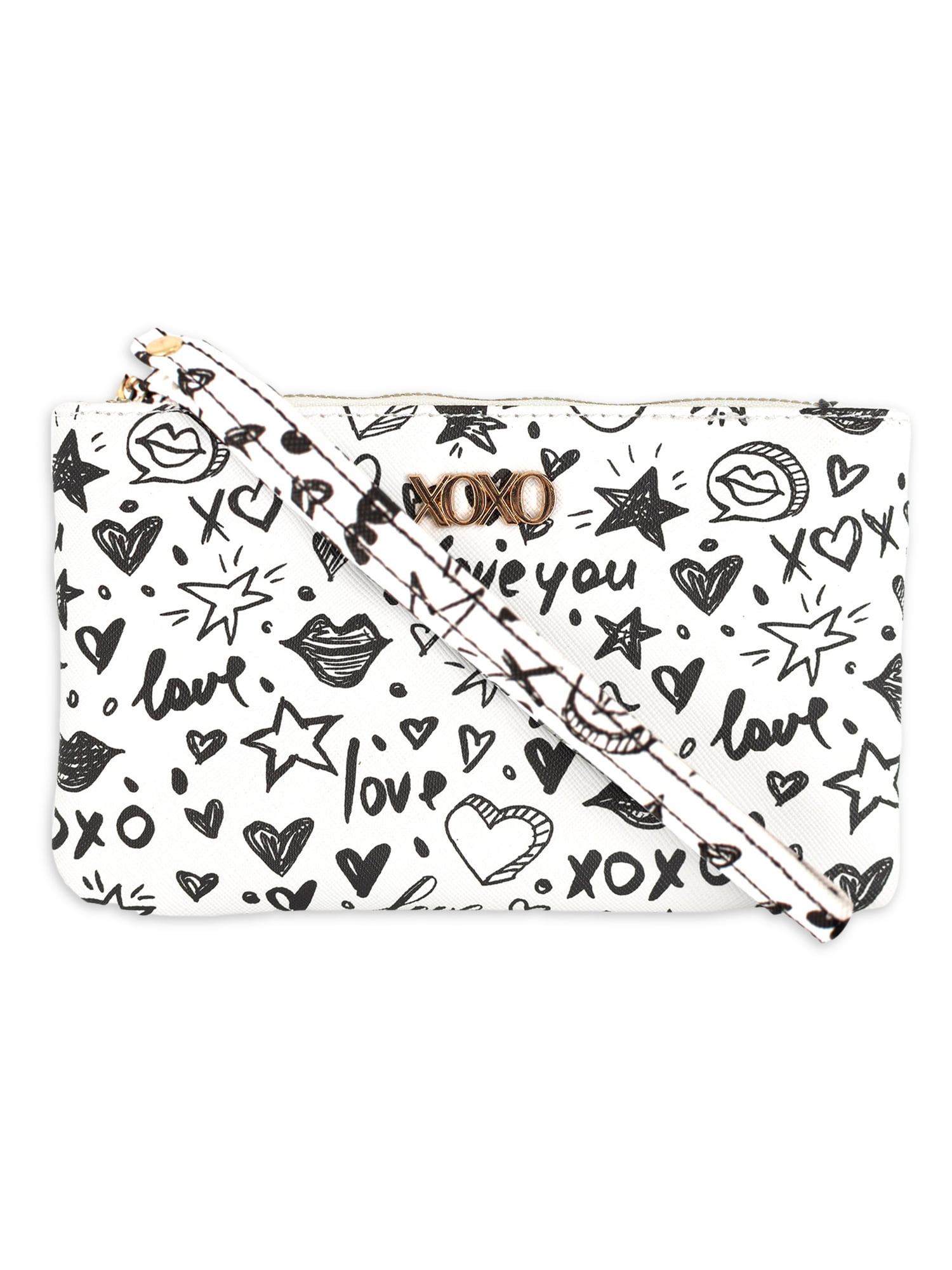 XOXO White Graffiti Print Saffiano Leather Wristlet Wallet - Walmart.com