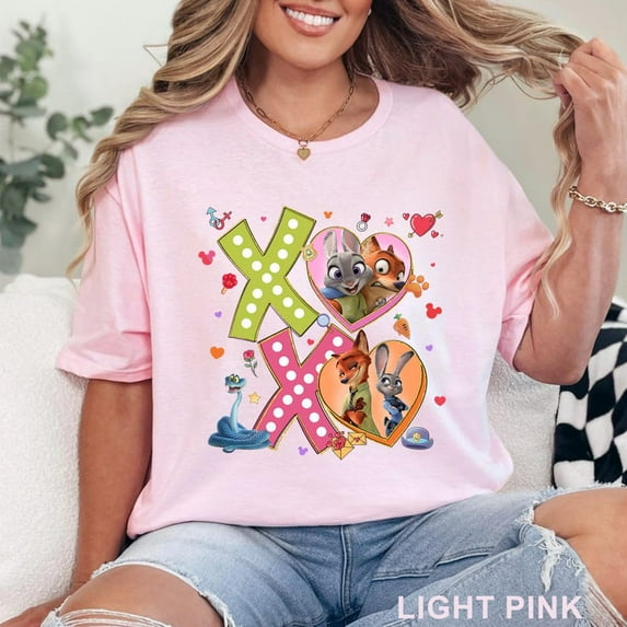 XOXO Zootopiaaa Valentine Shirt Front Print Cartoon Love Design Unisex ...