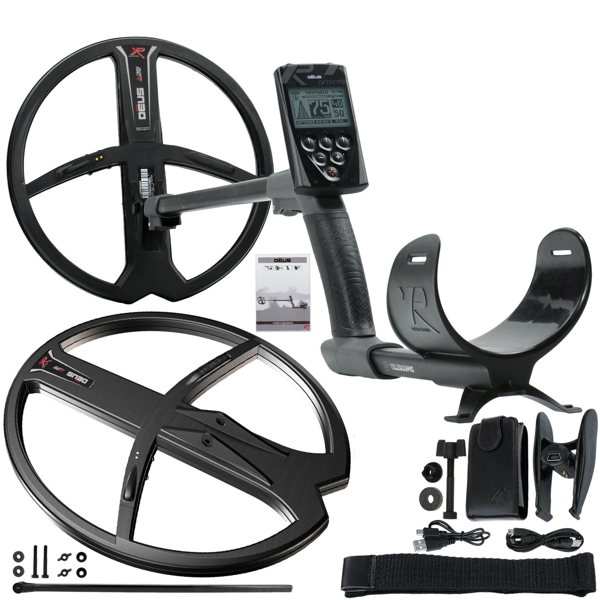 XP Deus Detector Deep Gold & Relic Bundle, Remote and 2 X35 Coils ...