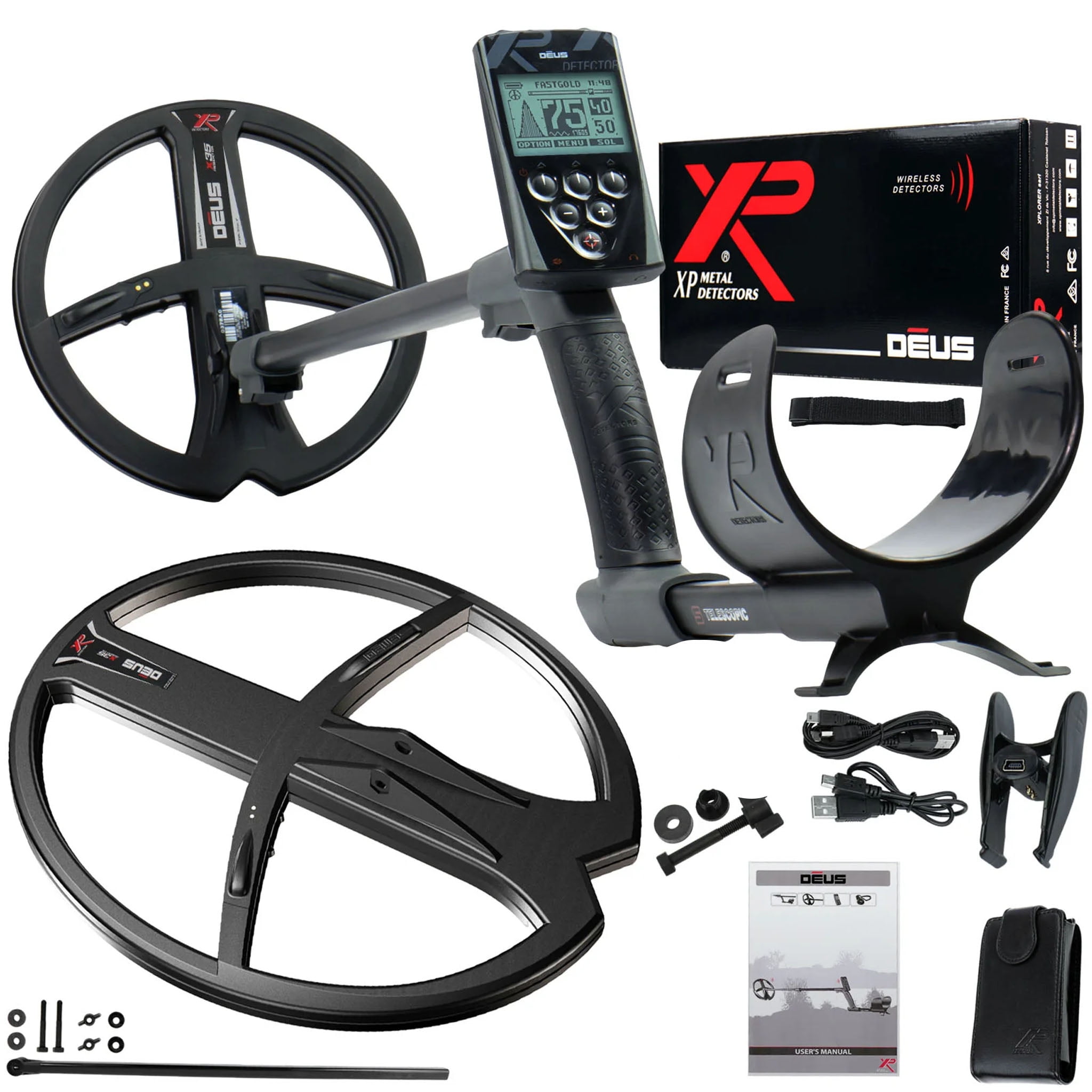 XP Deus Metal Detector Gold and Relic Hunt Bundle Including Remote and ...