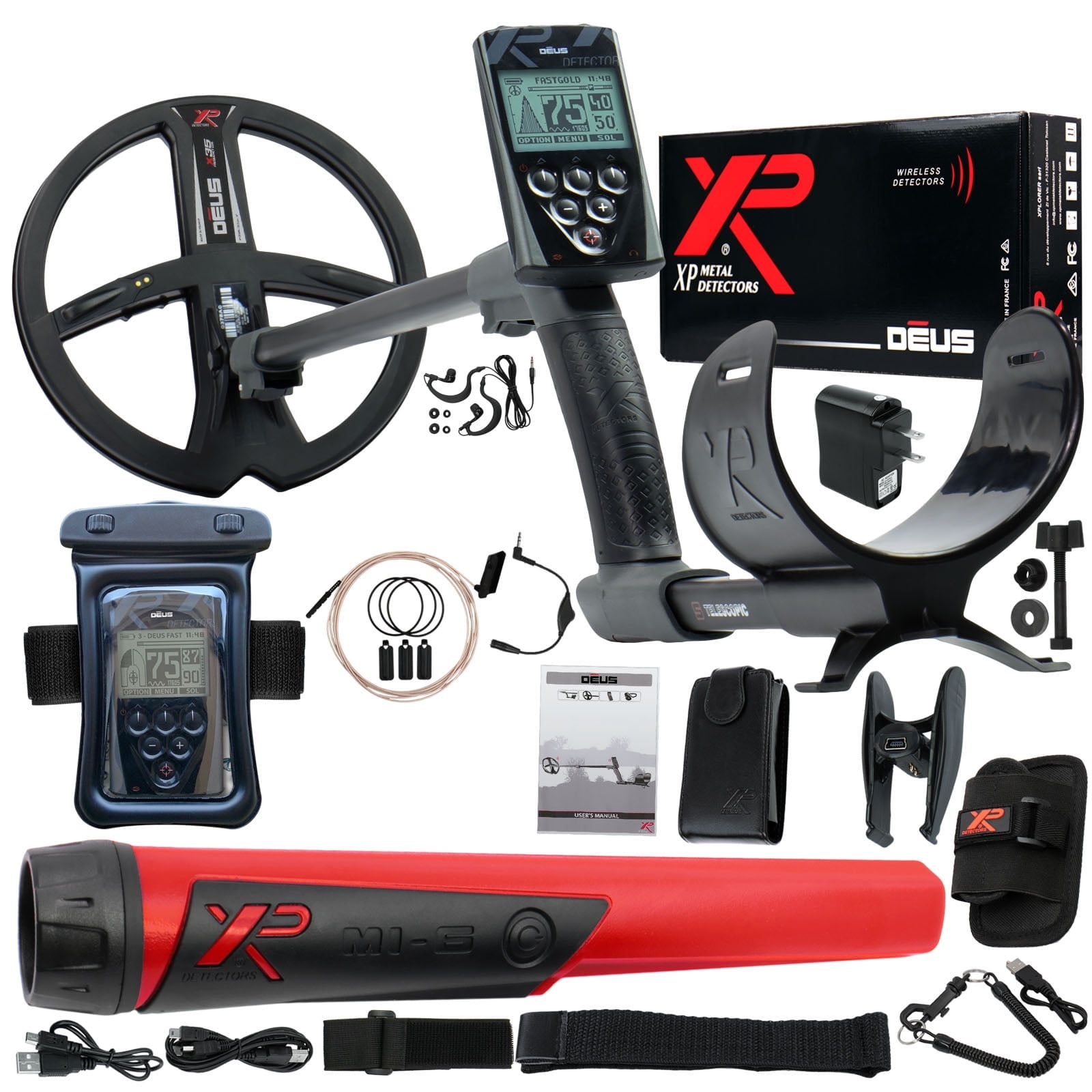 XP Deus Metal Detector w/ MI-6 Pinpointer, Remote, 9" X35 Coil & More ...