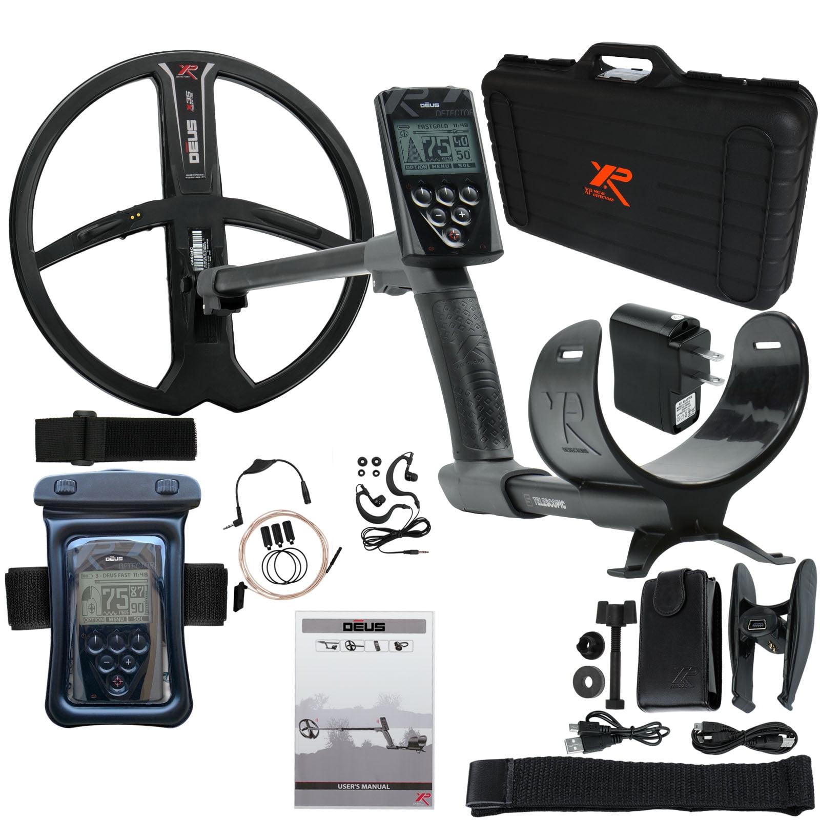 XP Deus Metal Detector with Remote, 11" X35 Coil & Waterproof Kit ...