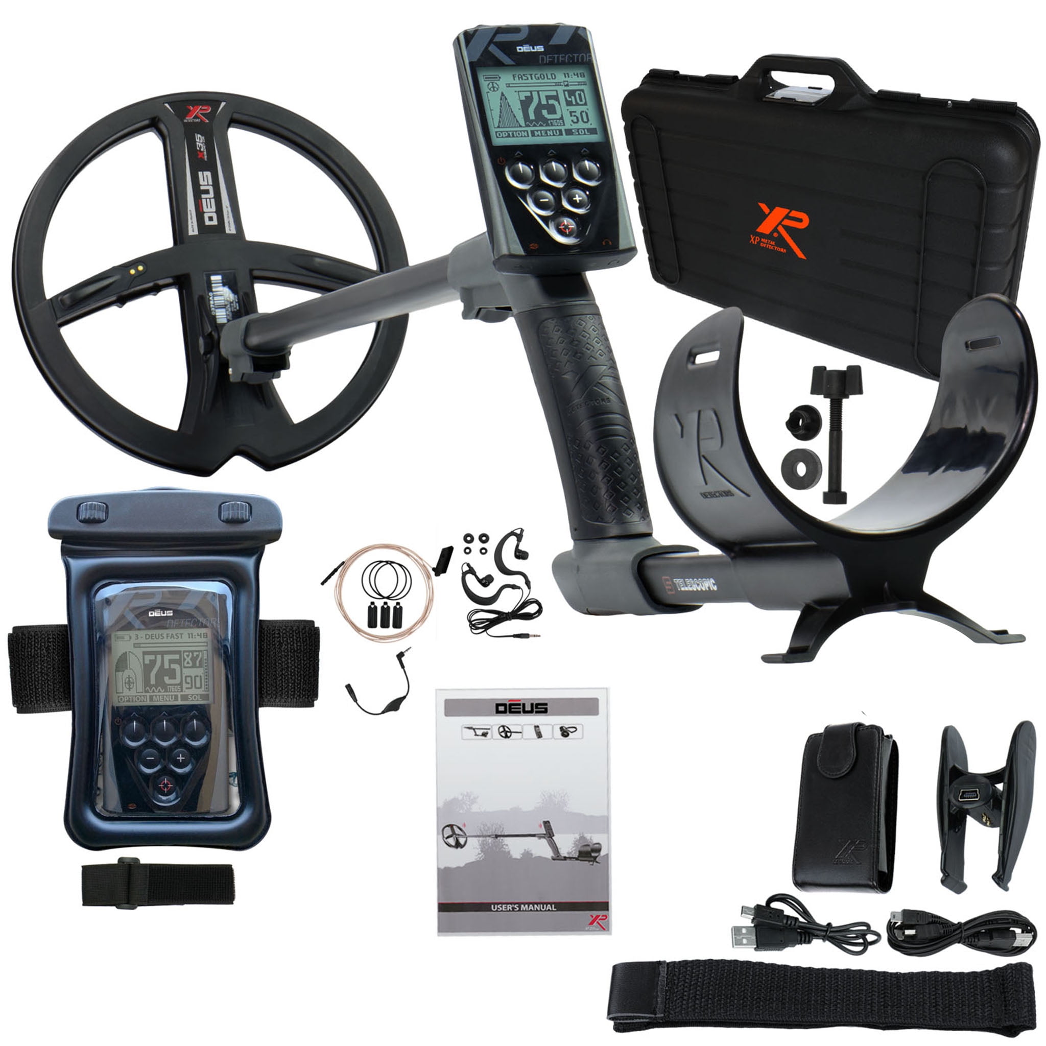XP Deus Metal Detector with Remote, 9" X35 Coil and Waterproof Kit ...