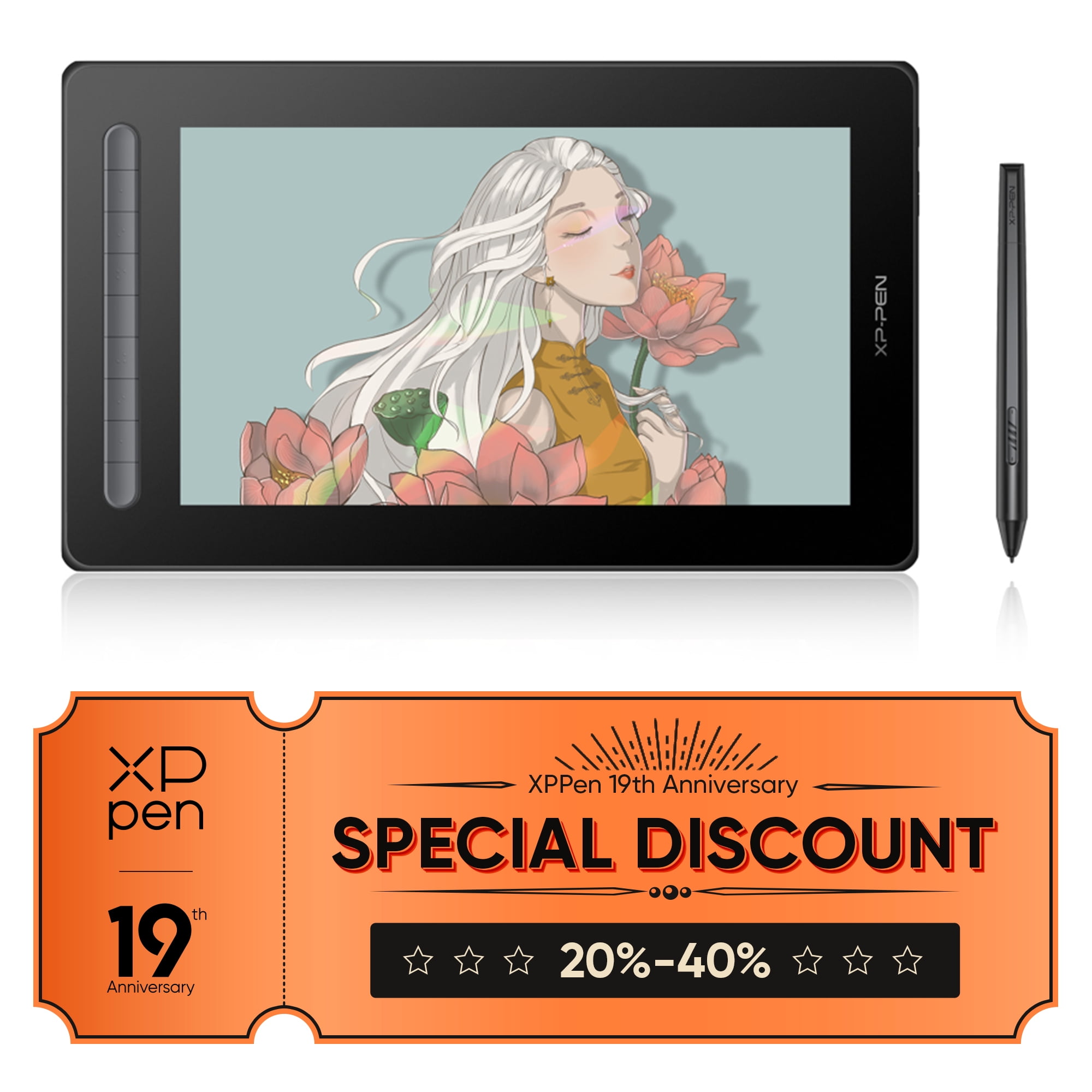 XP-Pen Black Drawing Tablet with Screen 13.3 inch FHD Monitor XP Artist ...