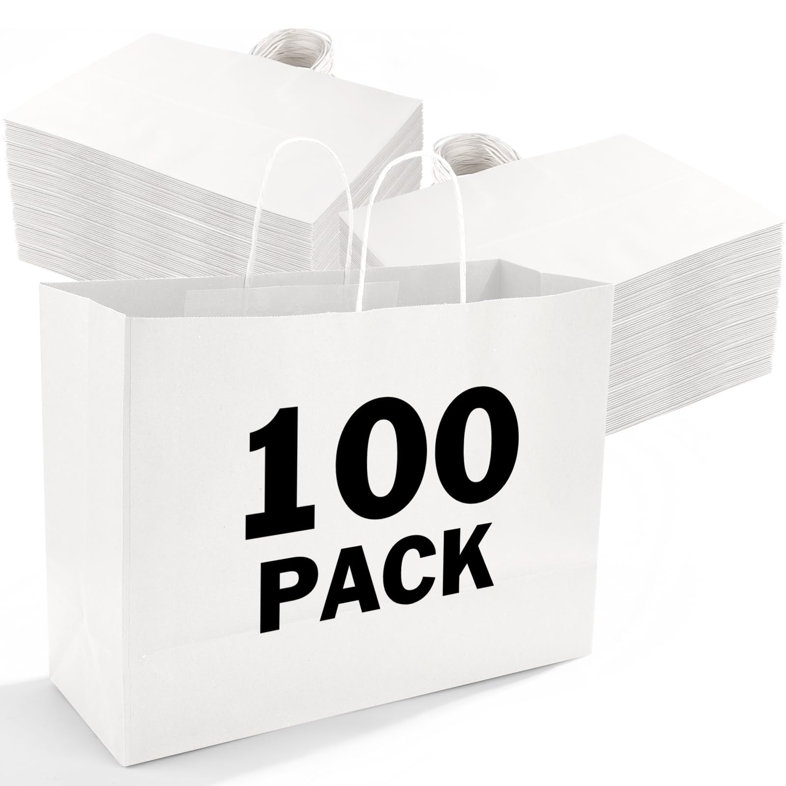 XPCARE 100Pcs 16x6x12 Inches AIF9 Large Paper Bags with Handles Kraft ...