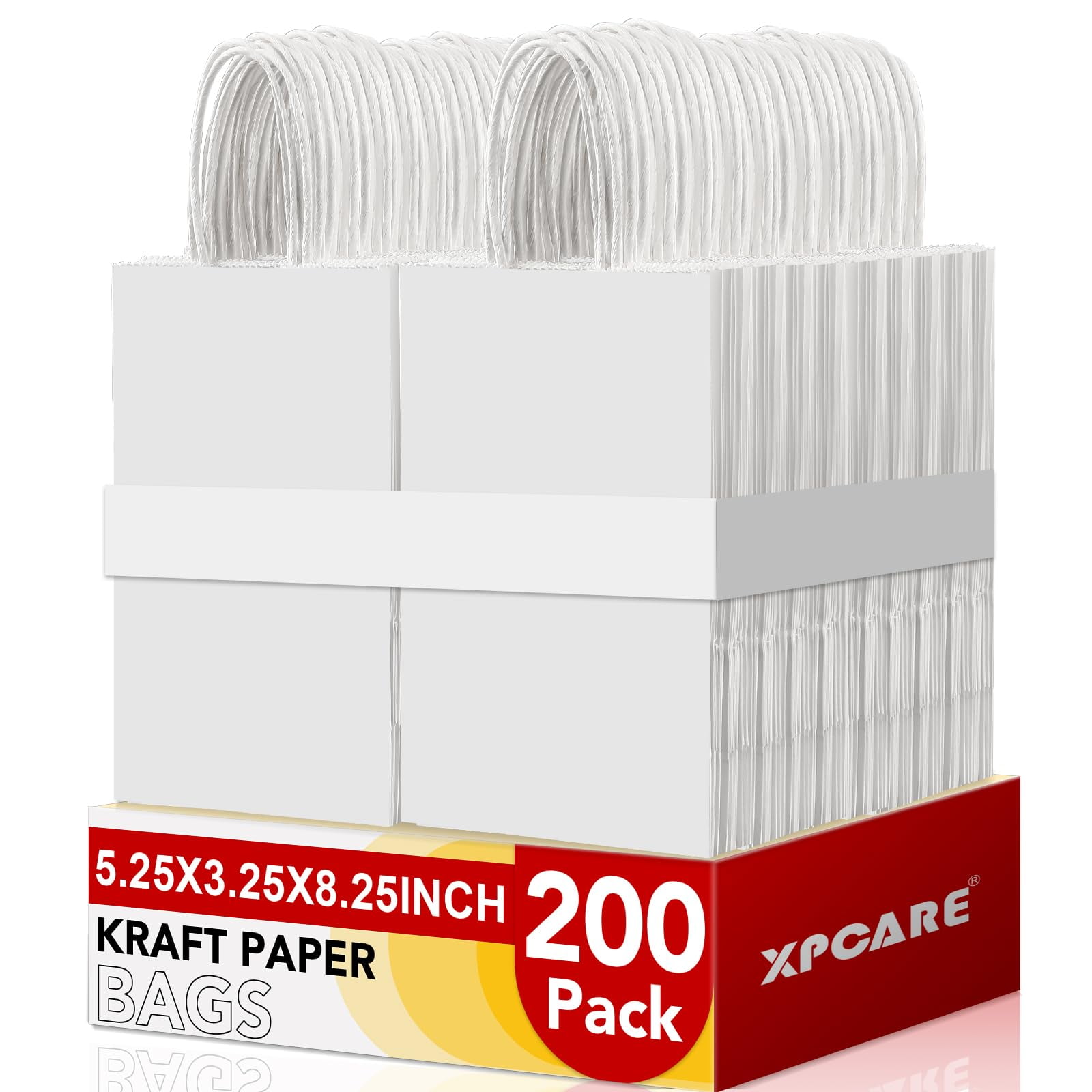 XPCARE 200Pcs Paper Gift DEF29 Bags 5.25x3.25x8.25'', Gift Wrap Bags ...
