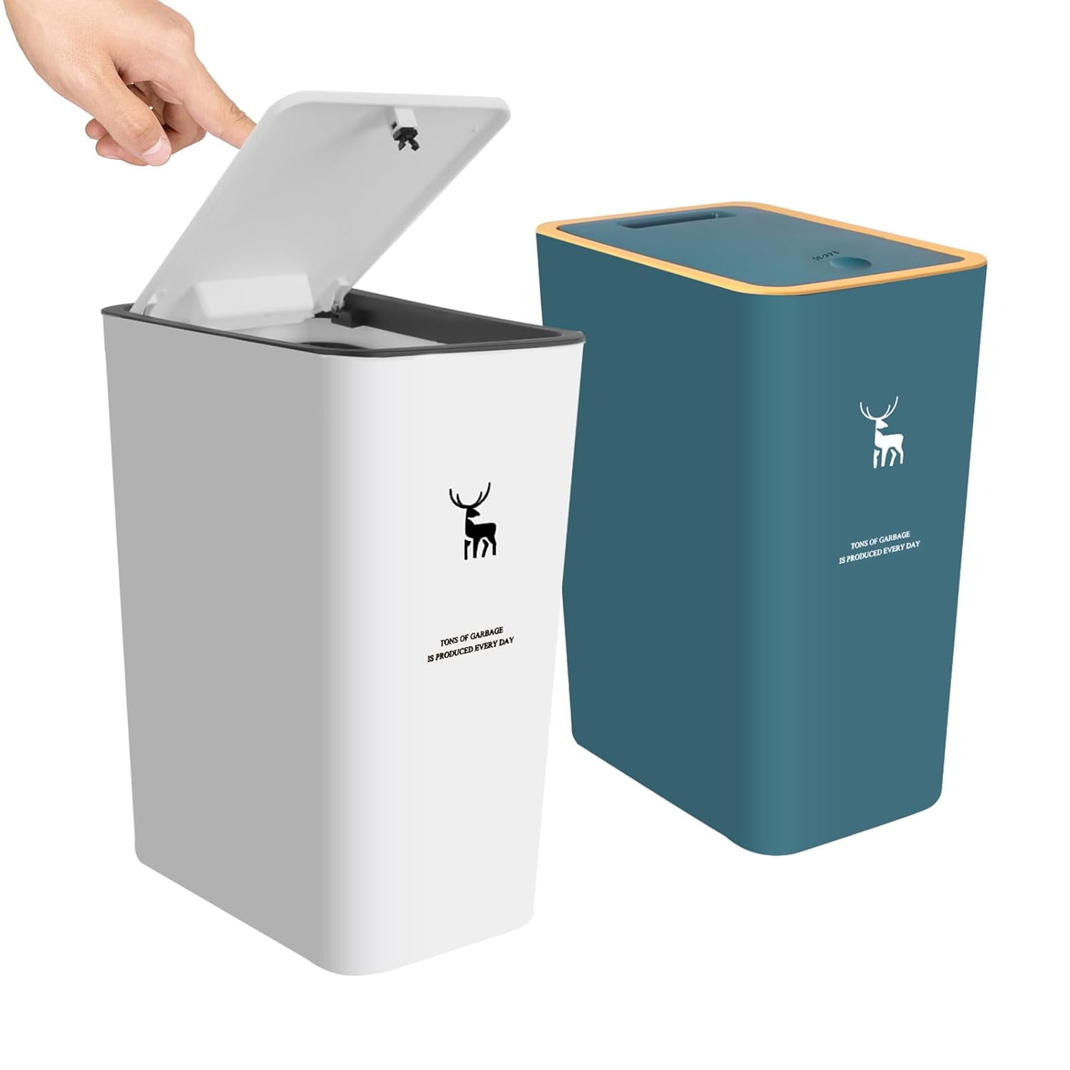 XPIY Plastic Trash Can, 16 Gallon Capacity, Black Color, Easy to Use ...