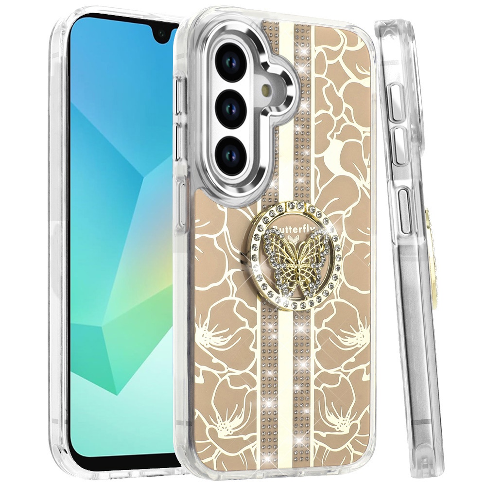 XPM for Samsung Galaxy A16 5G Phone Case, Diamonds 3D Butterfly Floral ...