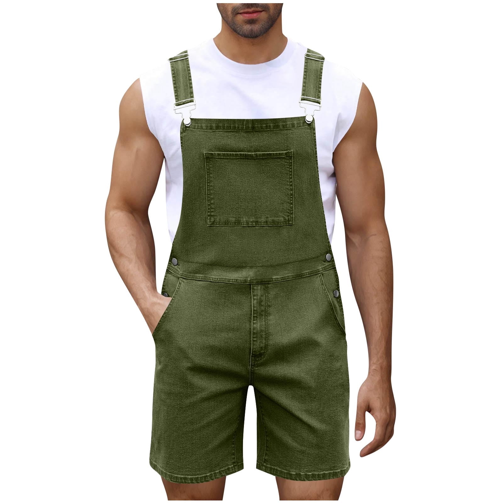 XPMWRP Casual Fashion Denim Overalls for Men Outdoor Relaxed Fit ...