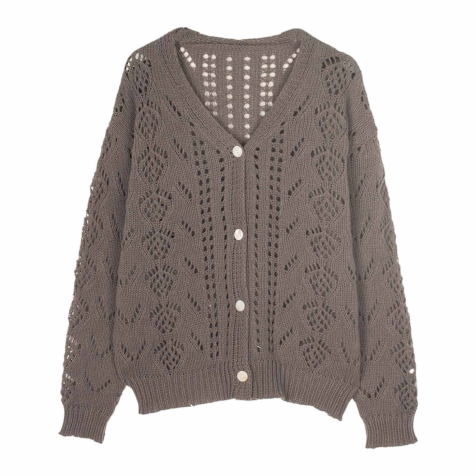 XPMWRP Women's Button Down Cardigan Sweaters Cable Knit Sweater Fall ...