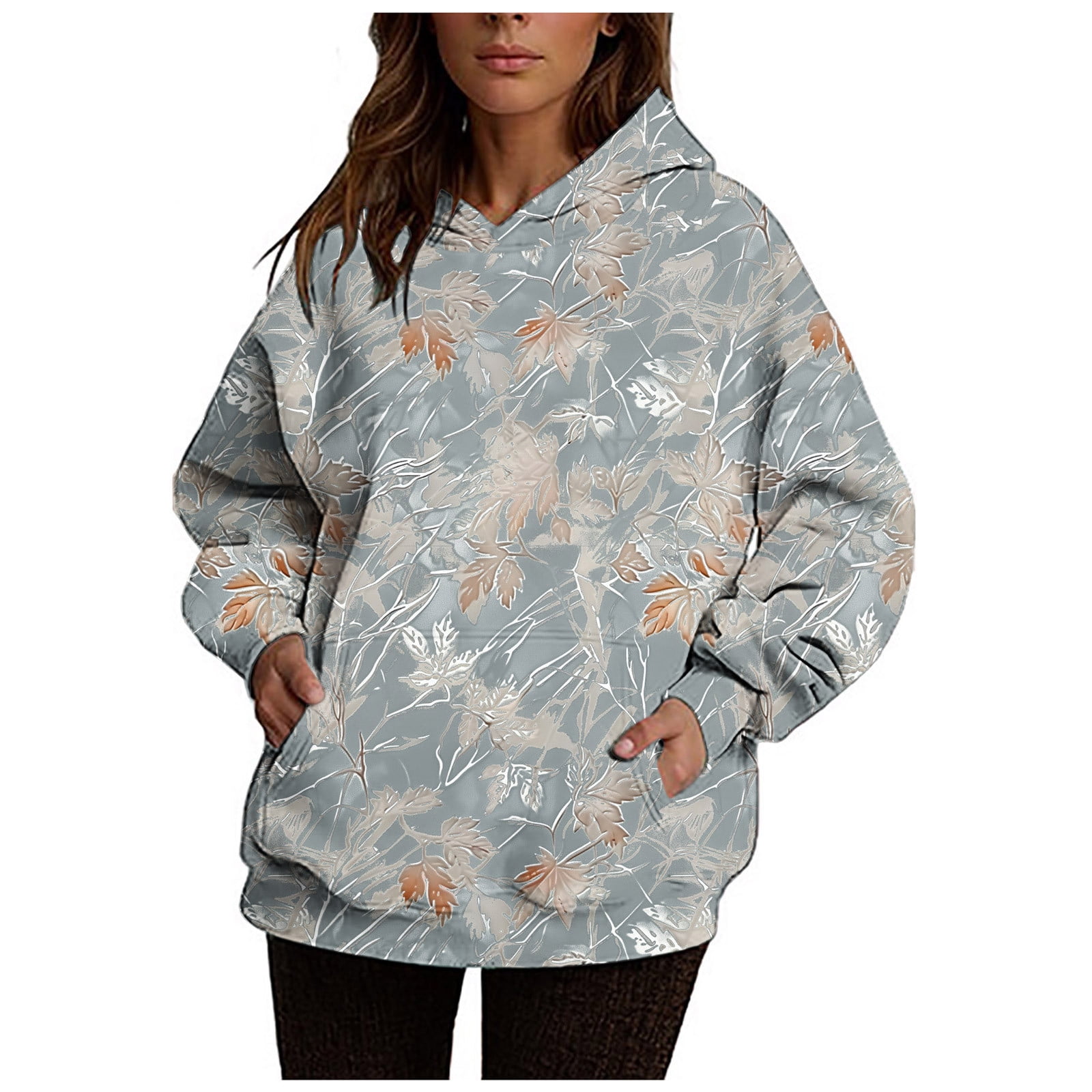 XPMWRP Women's Camo Hoodies Sports Sweatshirts Leaf Graphic Print ...