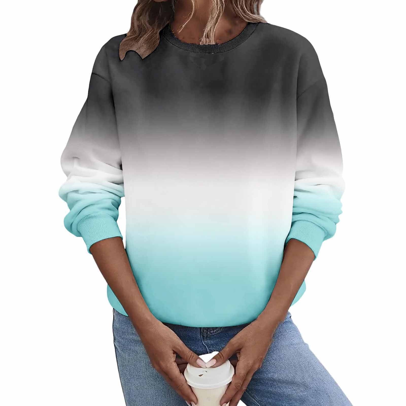 XPMWRP Women's Gradient Trendy Sweatshirt Casual Long Sleeve Crew Neck ...