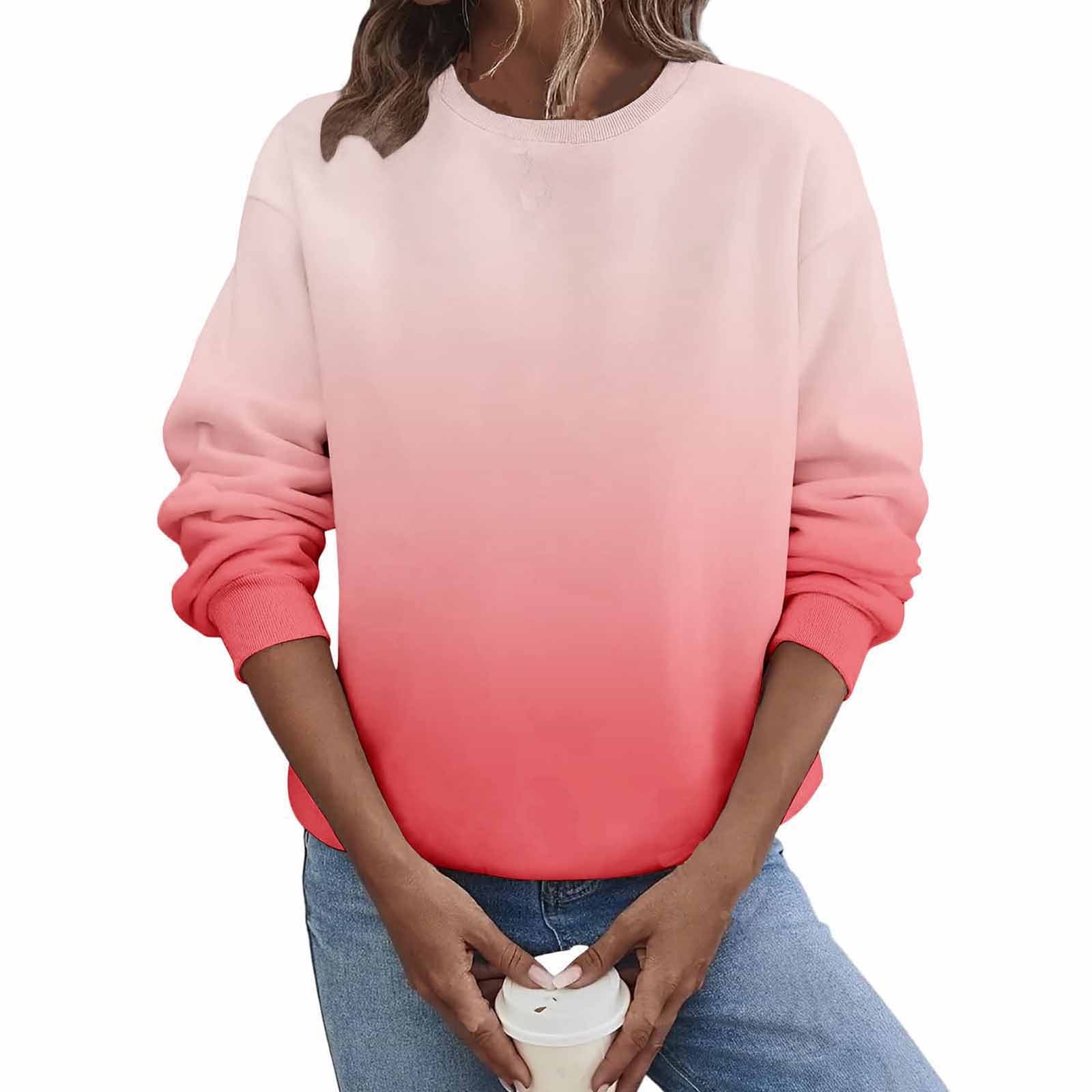 XPMWRP Women's Gradient Trendy Sweatshirt Casual Long Sleeve Crew Neck ...