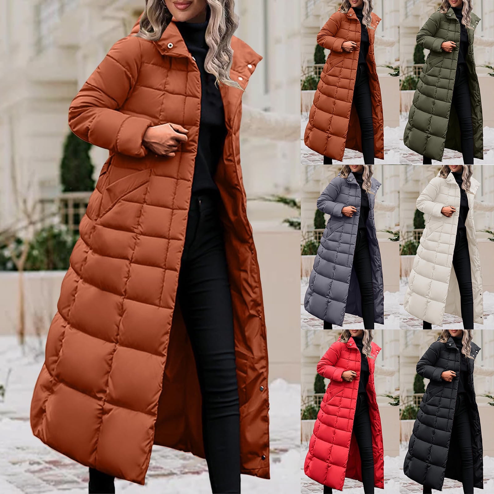XPMWRP Women's Quilted Hooded Puffer Jacket Long Sleeve Solid Color ...