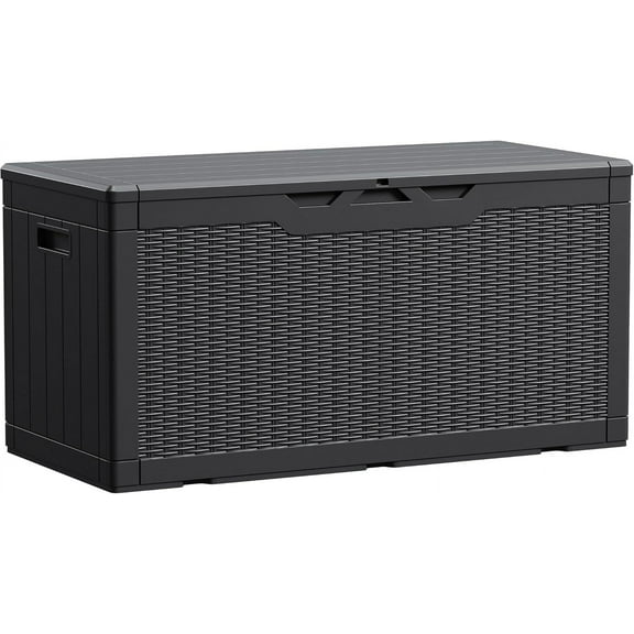35 Gallon Resin Deck Box, Lockable Waterproof Outdoor Storage Container ...