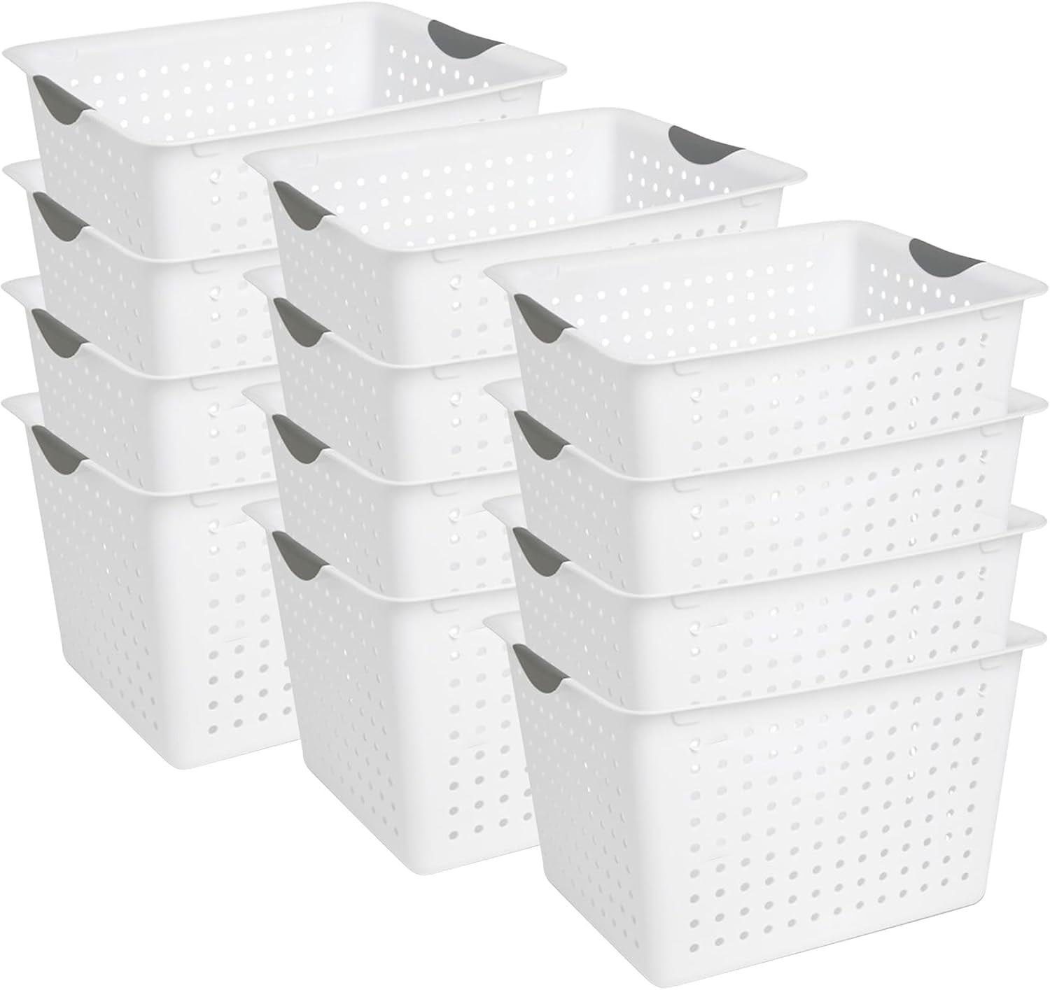 XPOPR 12-Pack Deep Ultra Basket, Open Top Plastic Storage Organizer ...
