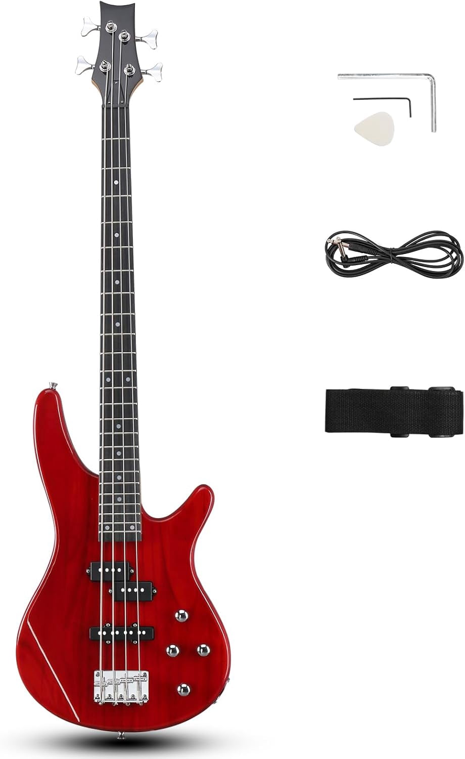 XPOPR 4 String Electric Bass Guitar, Full Size Standard Right Handed ...