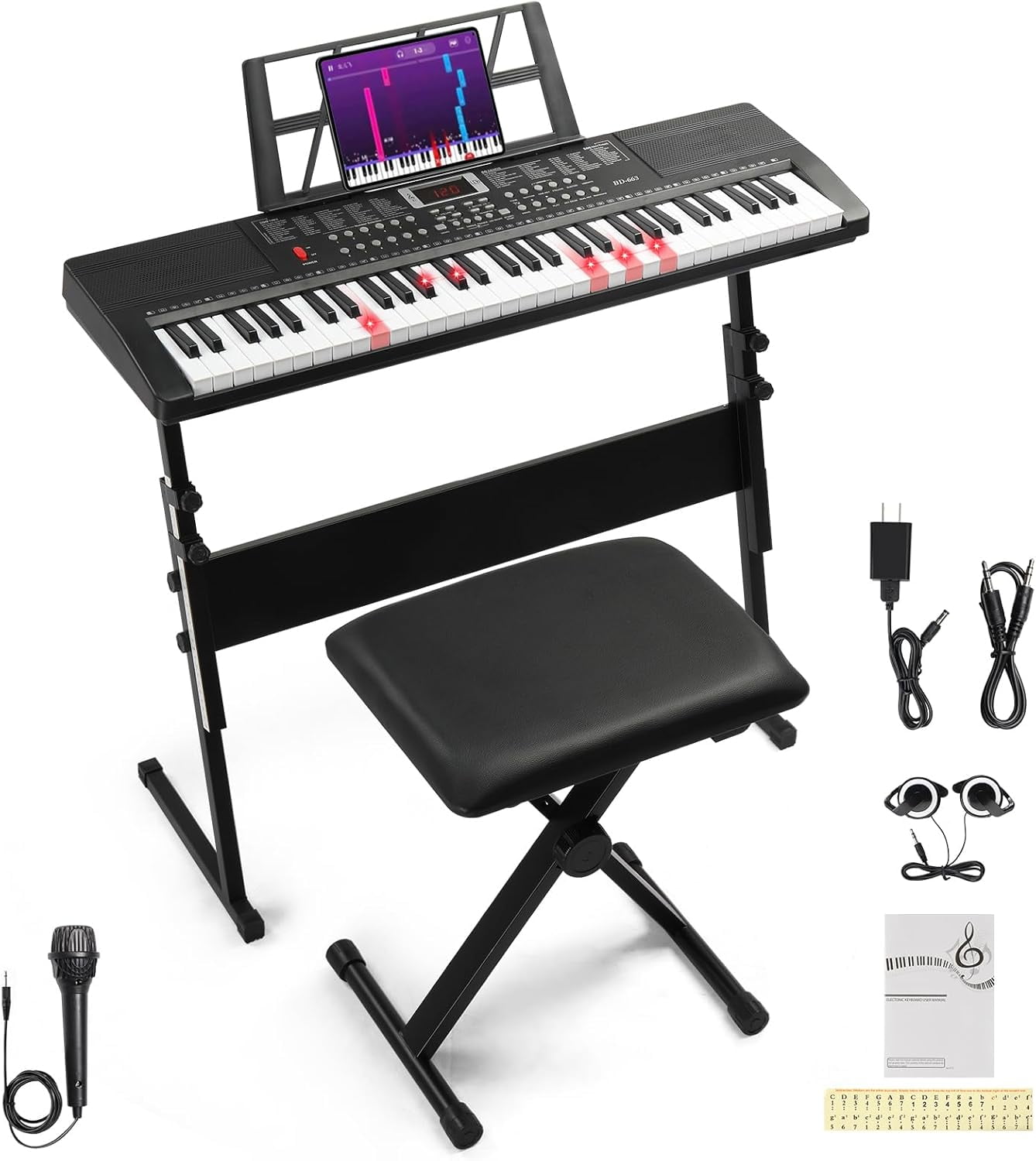 XPOPR 61 Key Keyboard Piano with 200 Timbres, 200 Rhythms & 60 Demos ...