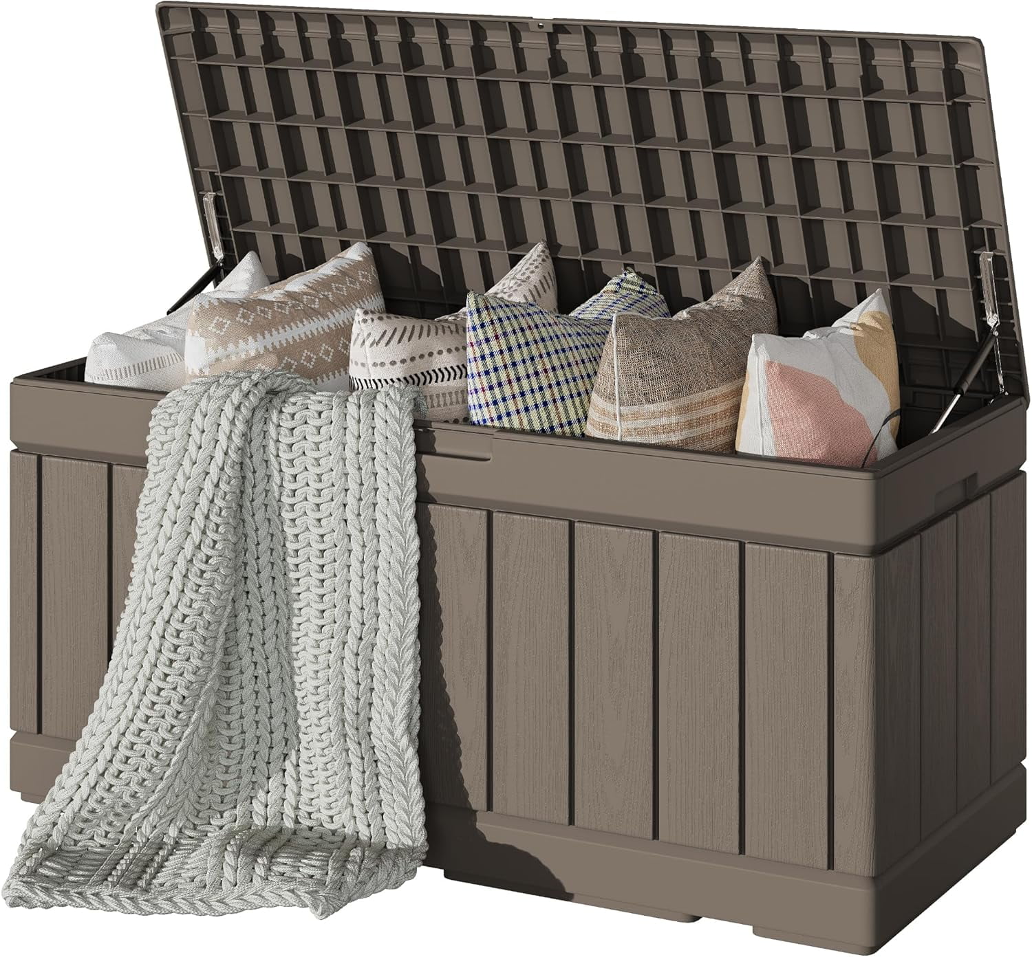 XPOPR 80 Gallon Deck Box, Waterproof Resin Outdoor Storage Box for ...