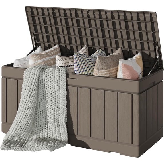 XPOPR 80 Gallon Deck Box, Waterproof Resin Outdoor Storage Box for ...