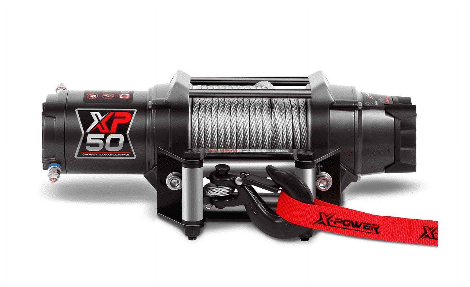 XPOWER 5,000 Capacity Steel Rope Electric Winch, Sturdy Construction ...