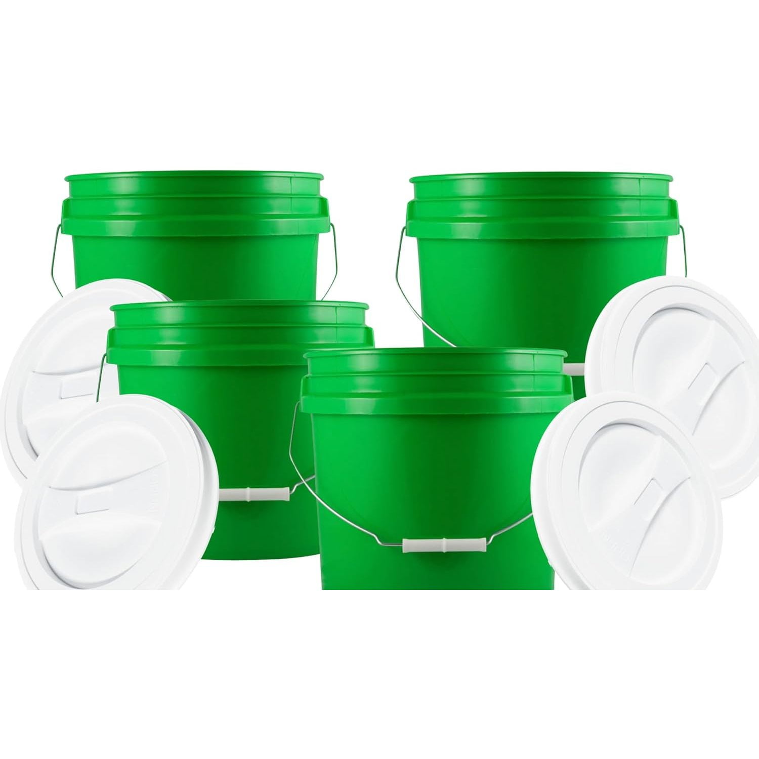 XPPF 2 Gallon Green Buckets pails with Lids - Food Grade - BPA Free ...