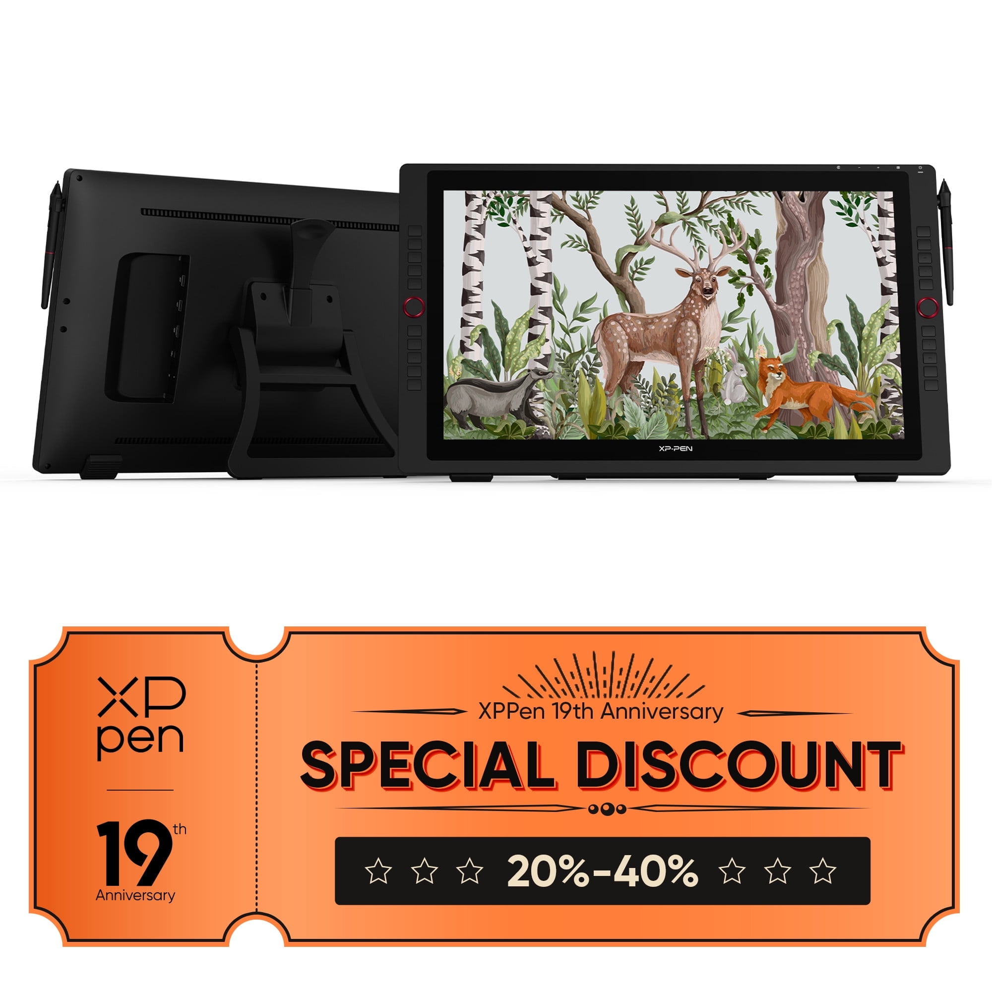 XPPen Artist 23.8 in Drawing Tablet 2K QHD Graphics Display with 20 Shortcut Keys (with Two Pens ...