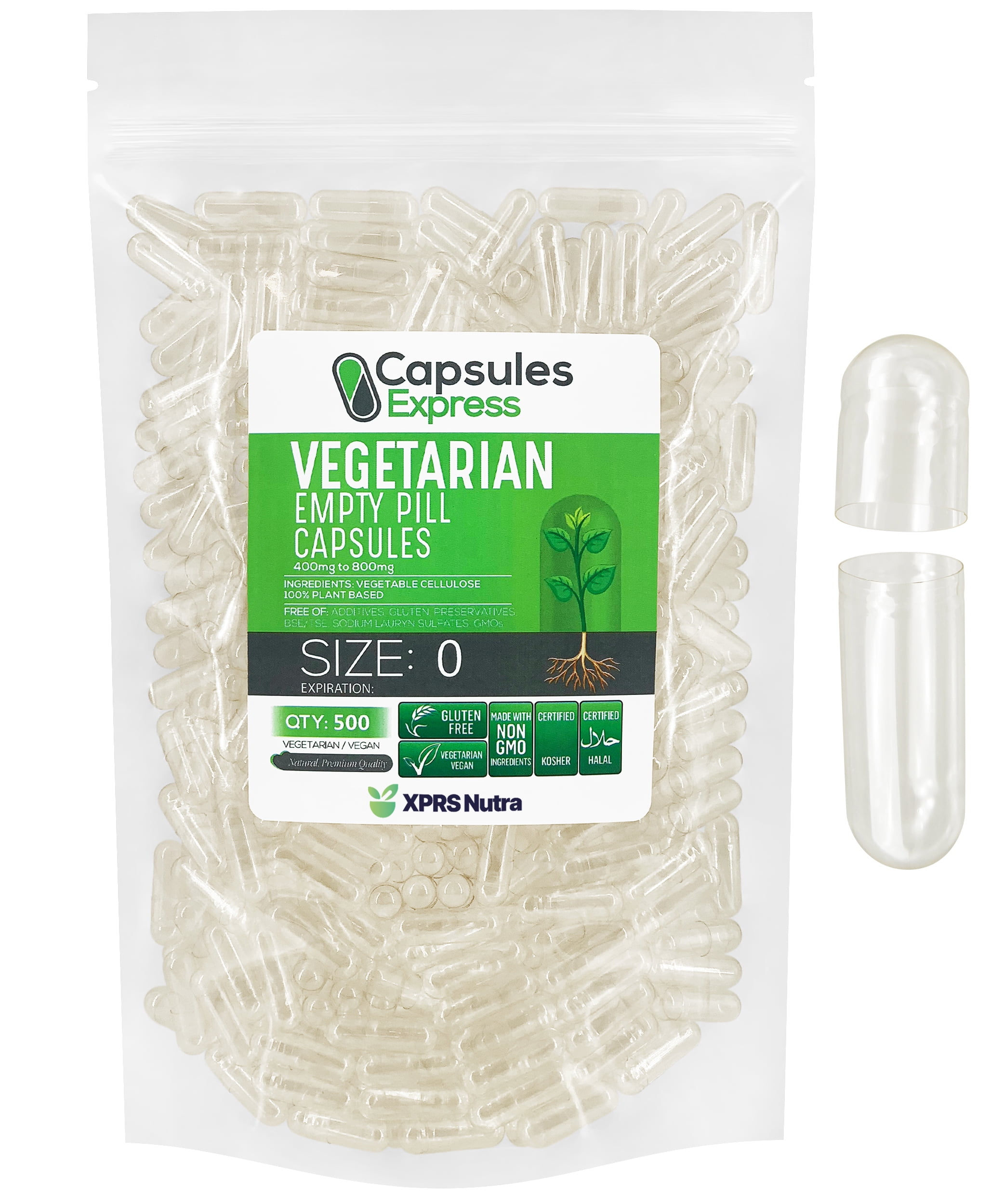XPRS Nutra Size 0 Empty Capsules - Clear Empty Vegan Capsules ...