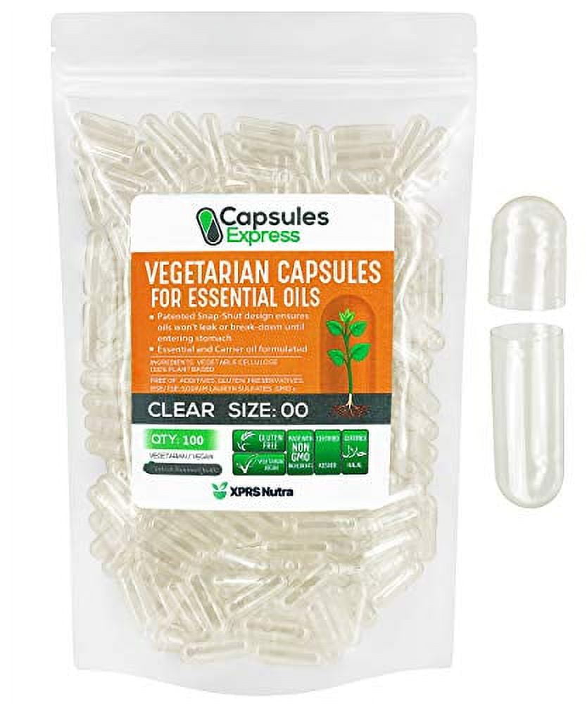 XPRS Nutra Size 00 Empty Vegan Capsules - 100 Count Clear Veggie ...