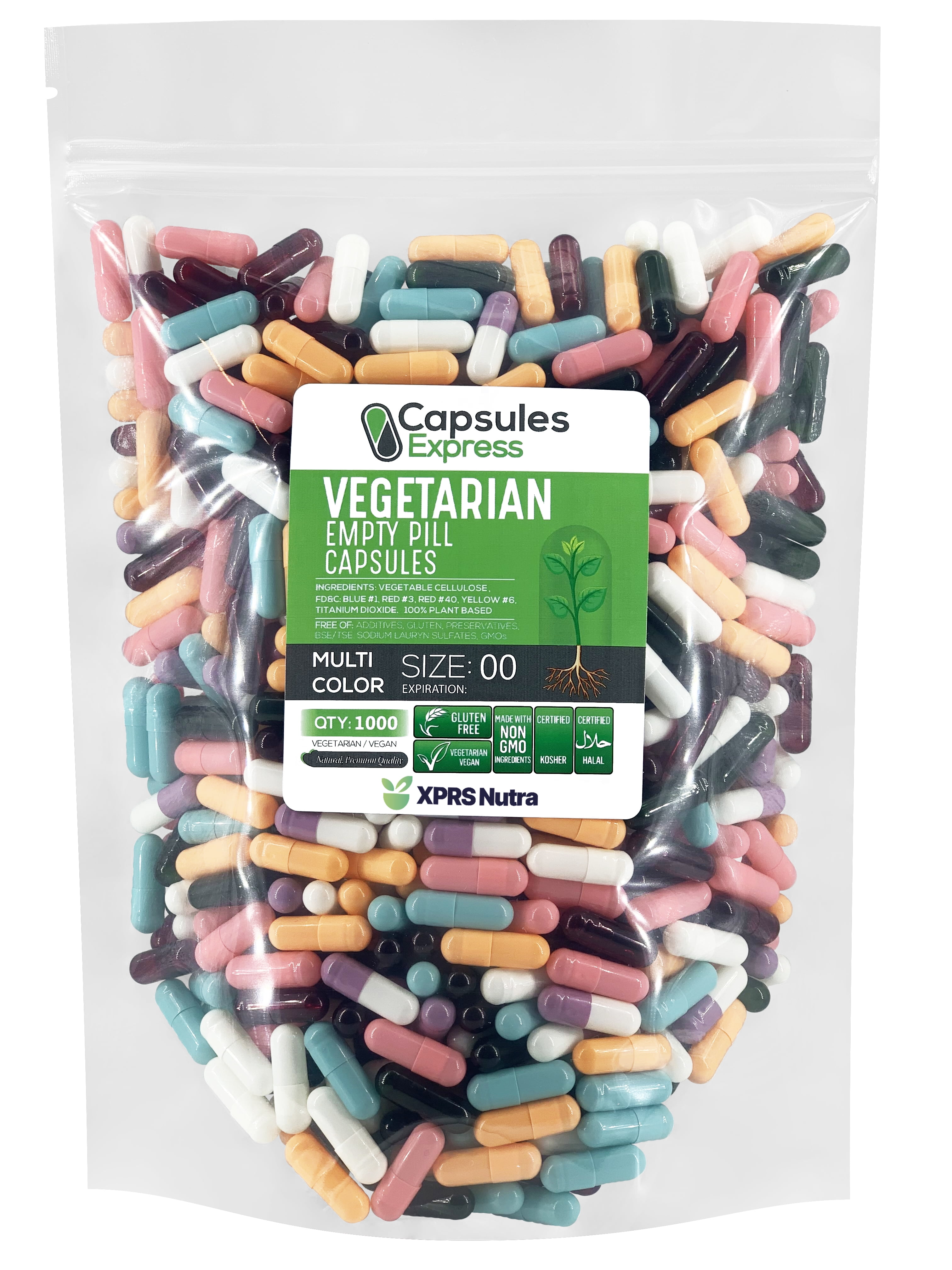 XPRS Nutra Size 00 Multi Color Empty Vegan Capsules - Vegetarian ...