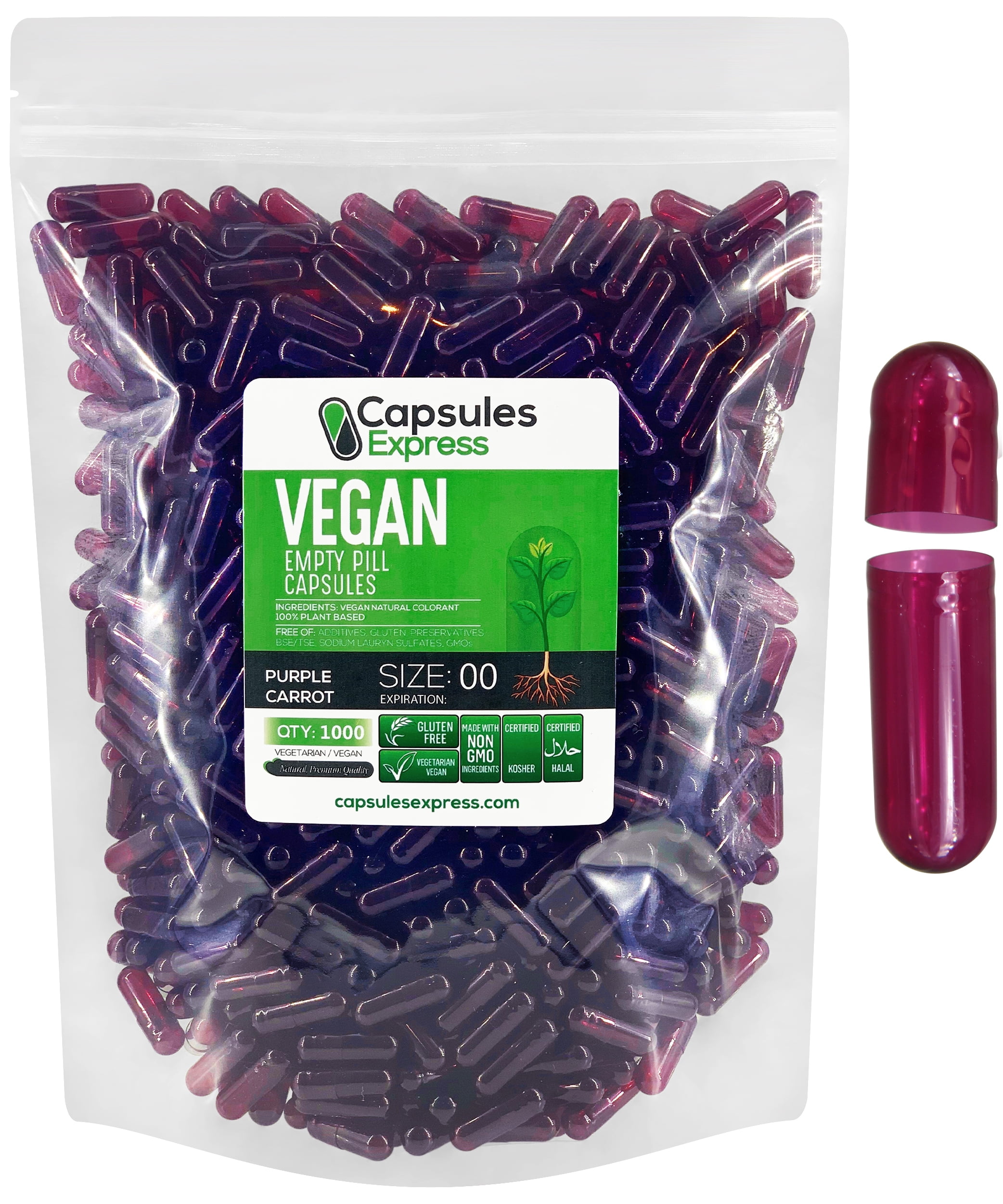 XPRS Nutra Size 00 Purple Carrot Empty Vegan Capsules - Vegetarian ...