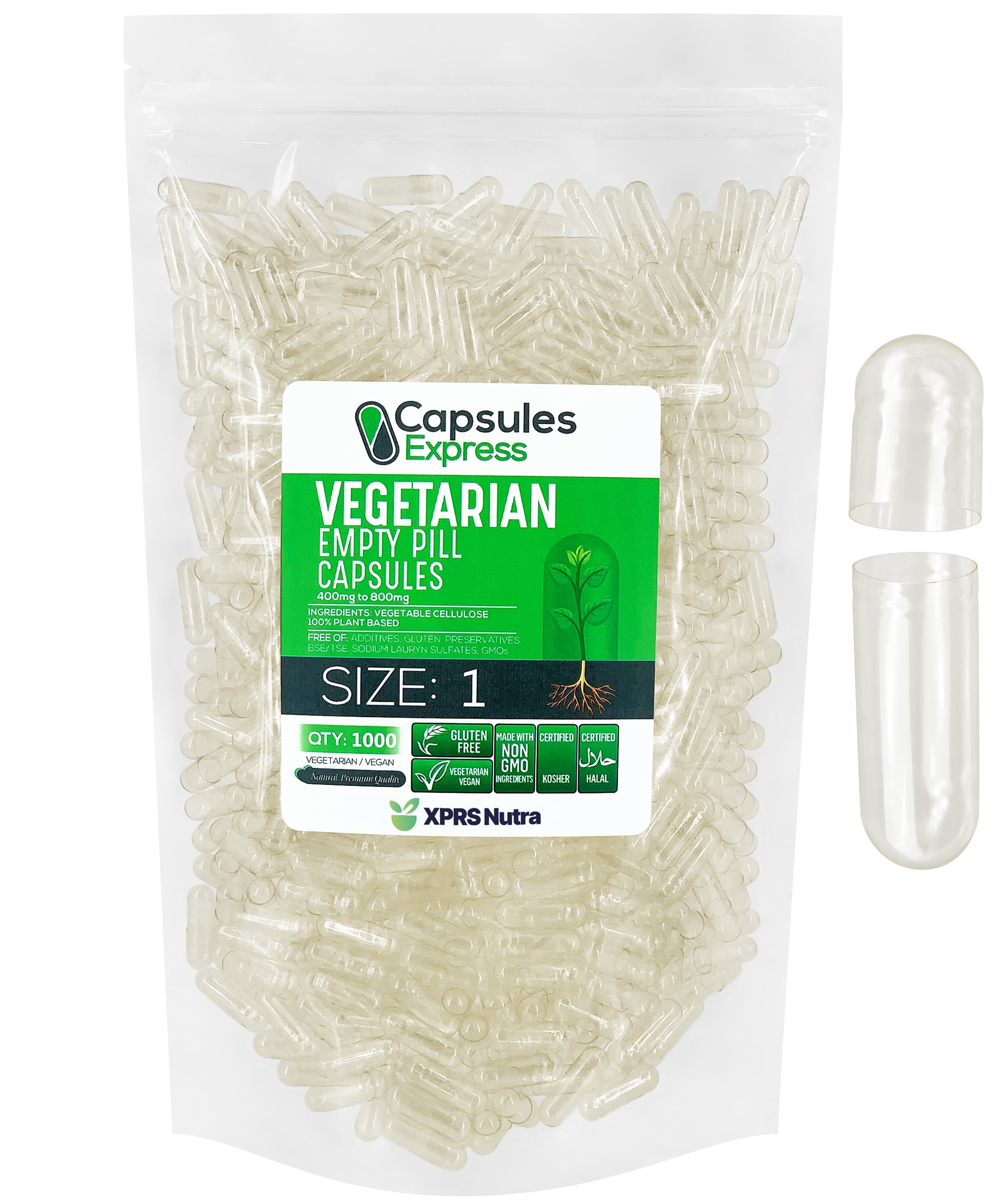 XPRS Nutra Size 1 Empty Capsules - Clear Empty Vegan Capsules ...