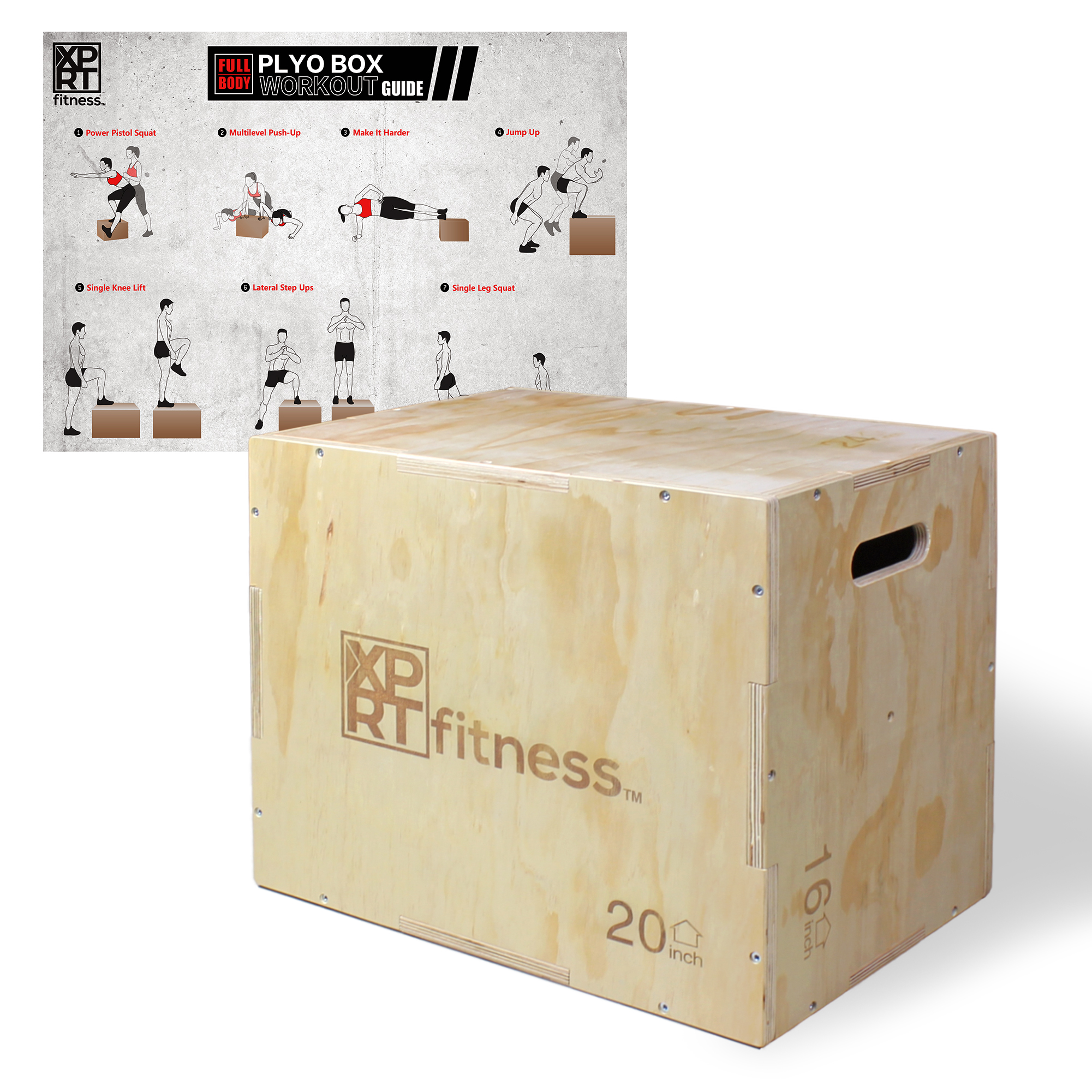 XPRT Fitness 3 in 1 Wood Plyometric Jump Box Fitness Training ...