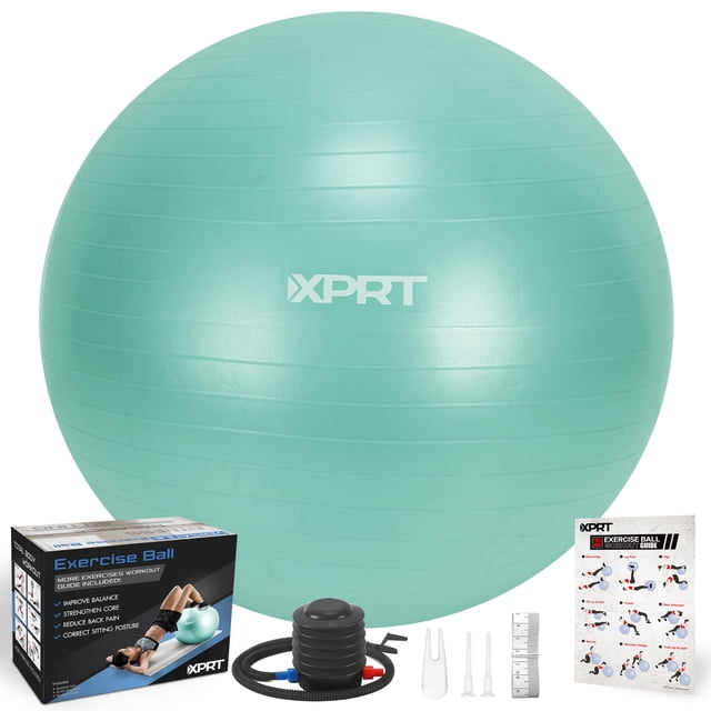 XPRT Fitness 65 cm Green Exercise Ball, Anti-Burst Stability Ball with ...