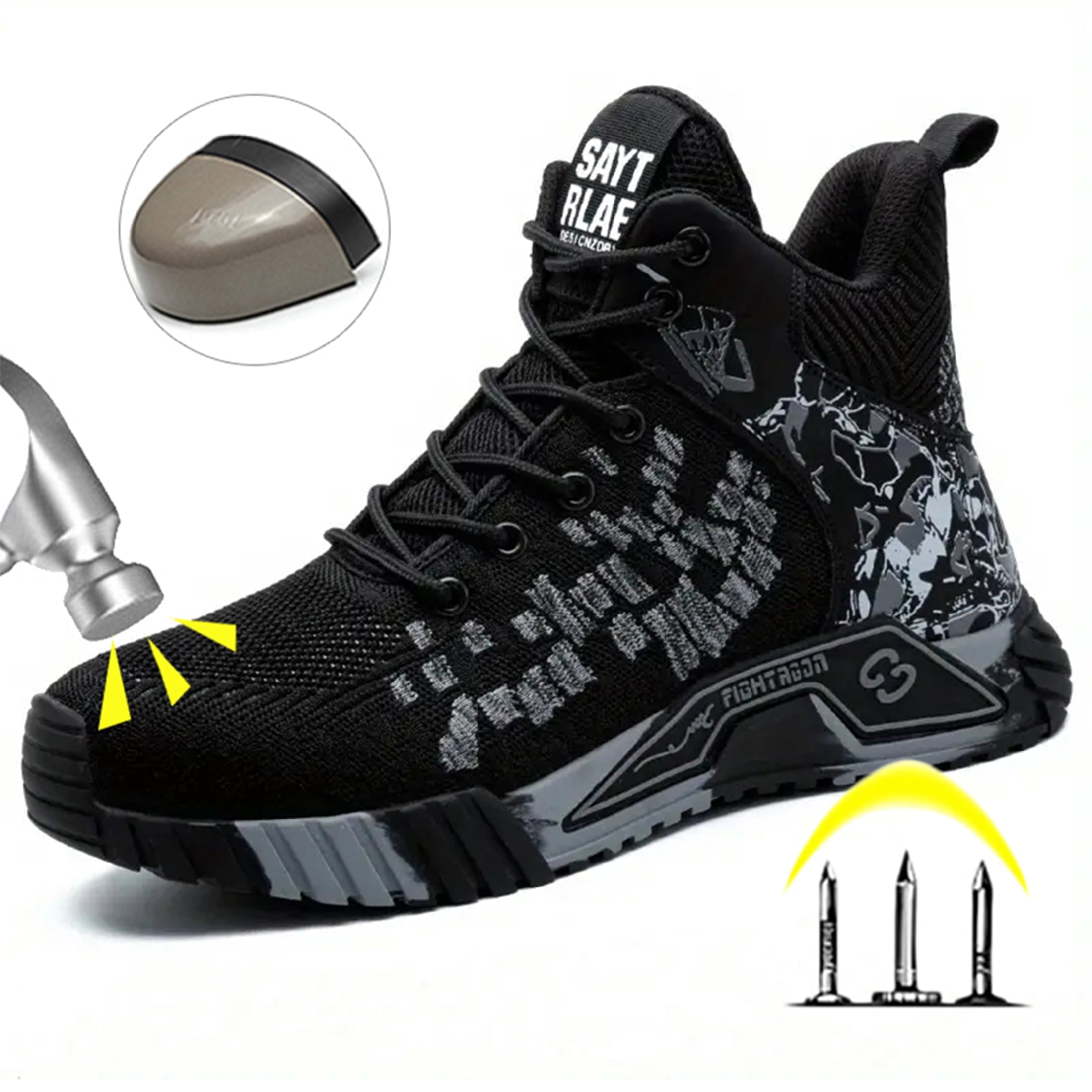 XQJ Steel Toe Shoes for Men and Women Comfortable Lightweight Work ...