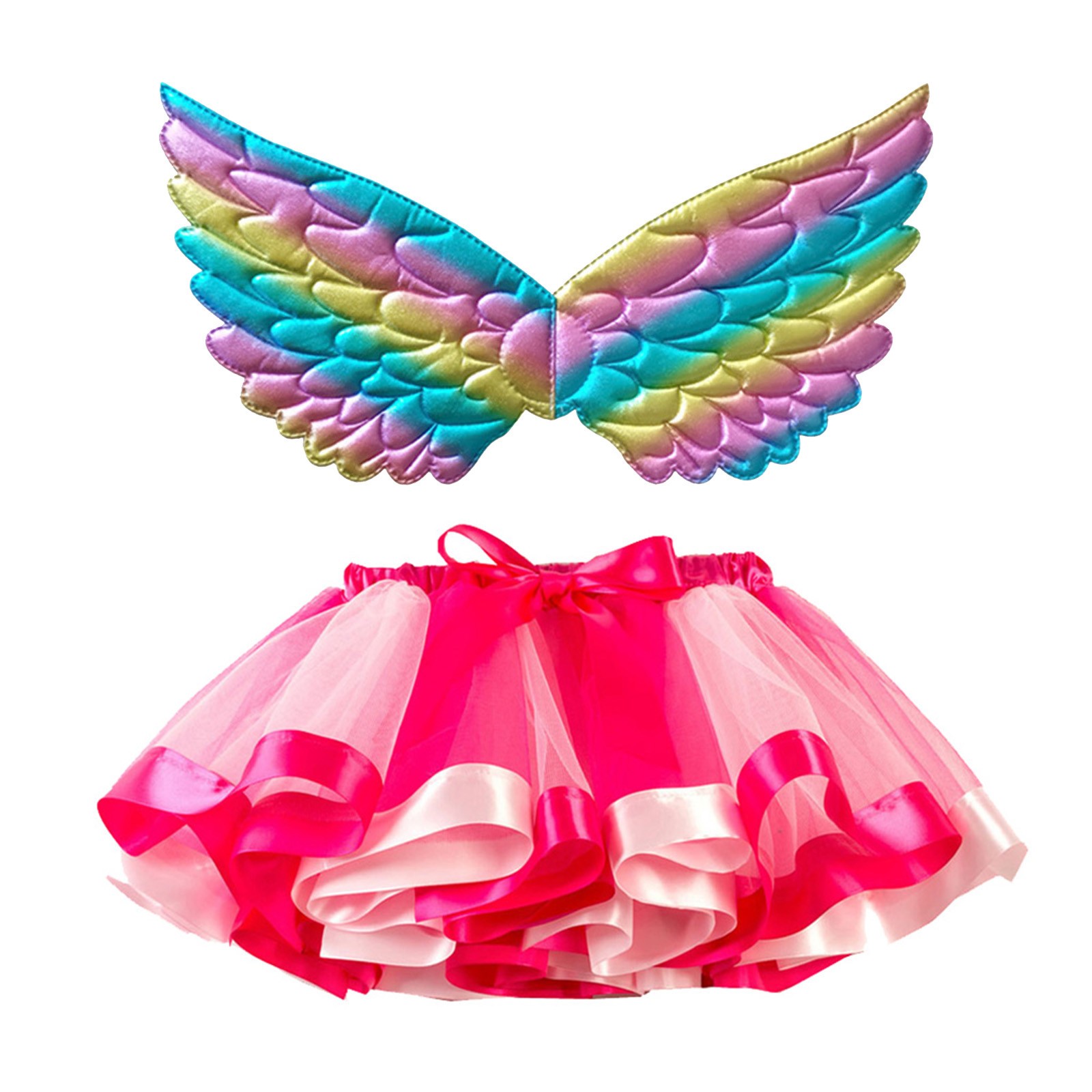 XQYLOS Angel Wing Tutu Ballet Skirt - Rainbow Tulle Dance Outfit with ...