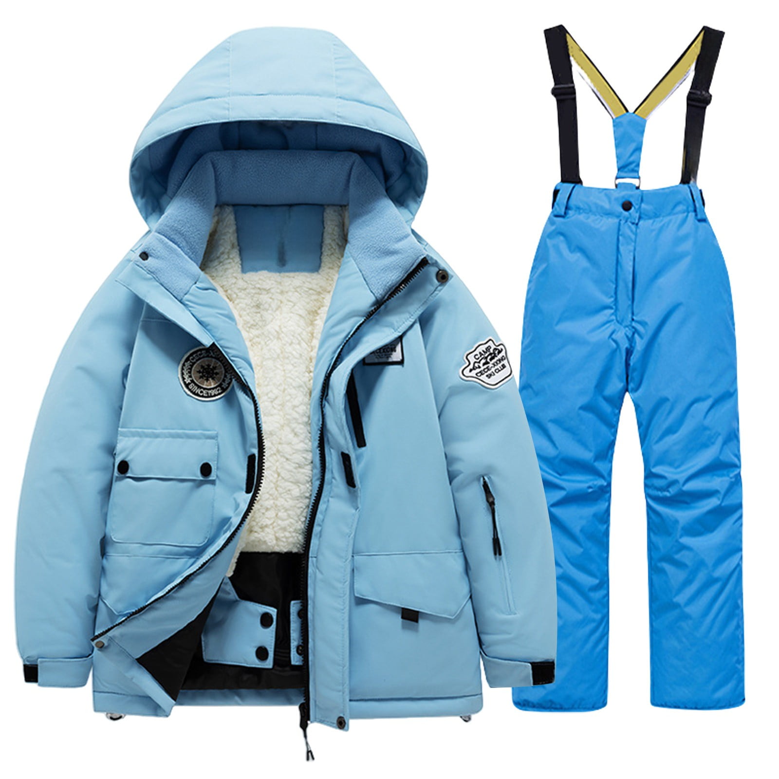 XQYLOS Boys Girls Hooded Snowsuit Outfit Heavyweight Insulated Ski Coat ...
