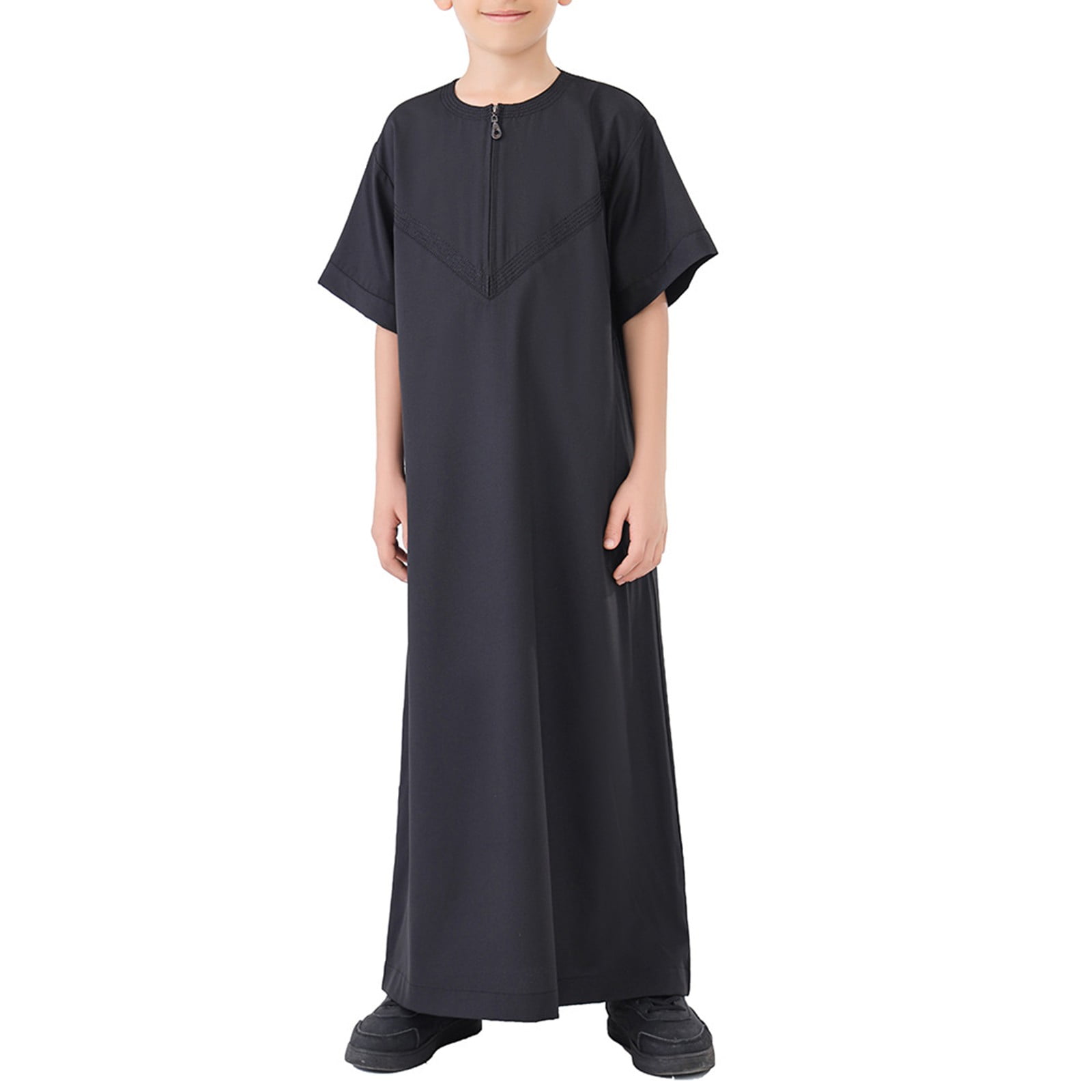 XQYLOS Boys Islami𝖼 Thobe Robe Long Sleeve Kaftan with Zipper Pockets ...