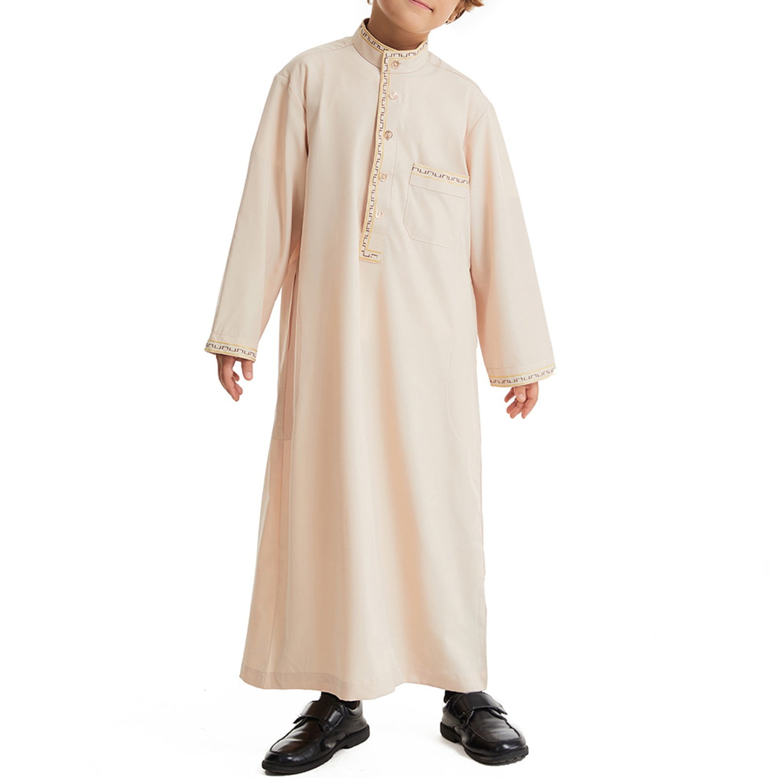 XQYLOS Boys 𝖬uslim Thobe Kaftan Robe Long Sleeve Stand Collar, Islami𝖼 ...