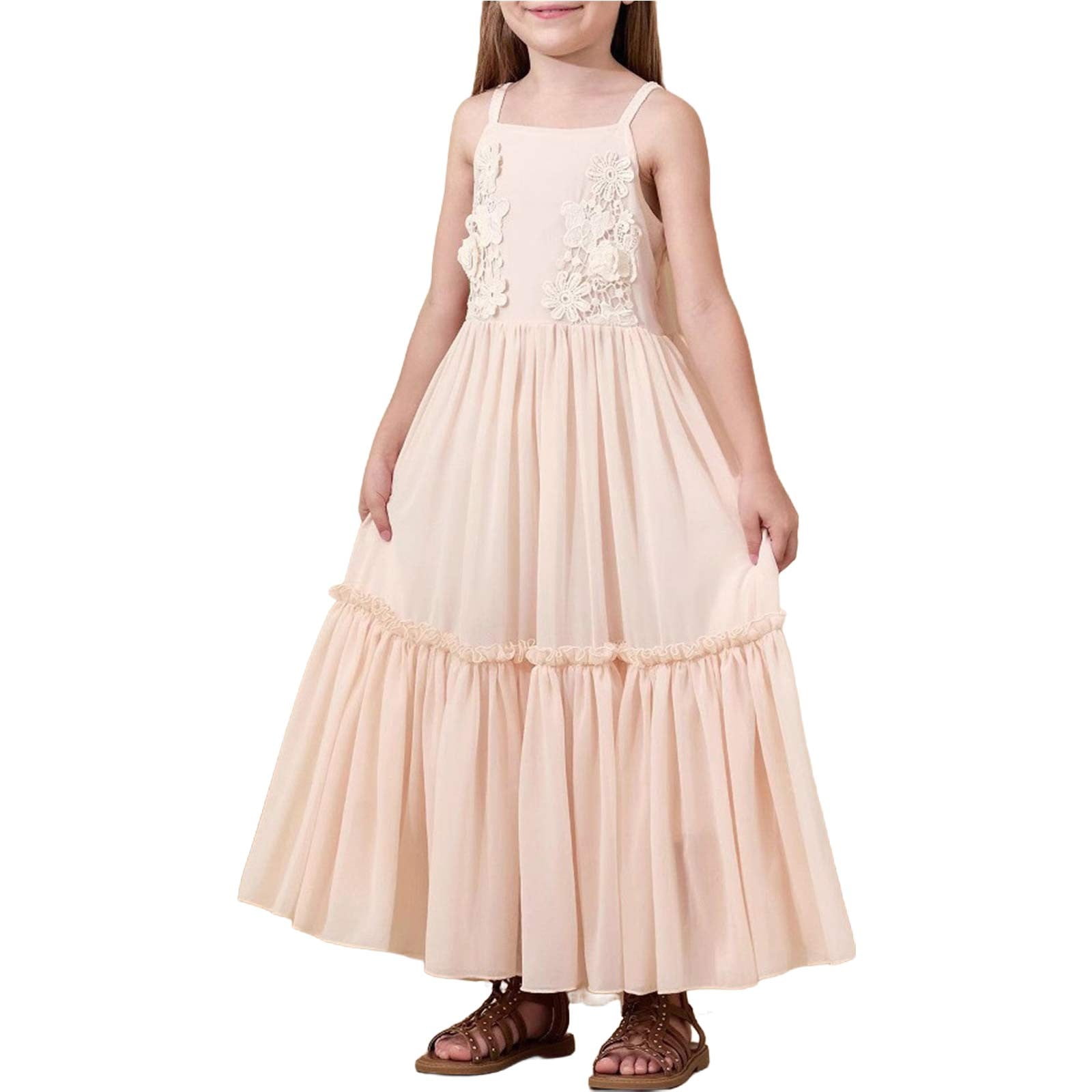 XQYLOS Flower Embroidered Suspender Dress Elegant Piano Performance ...