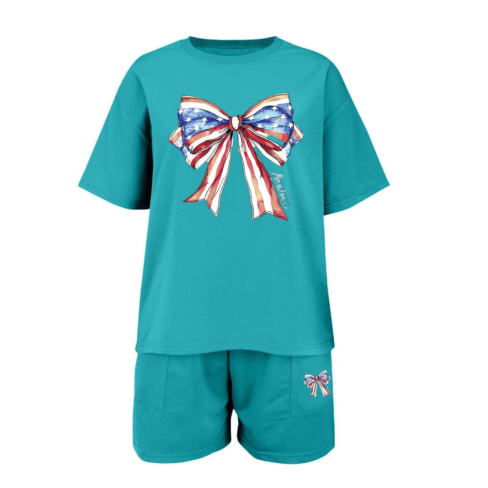 XQYLOS Girls 4th of July Patriotic Outfits Cute Summer Clothes 2 Pcs ...