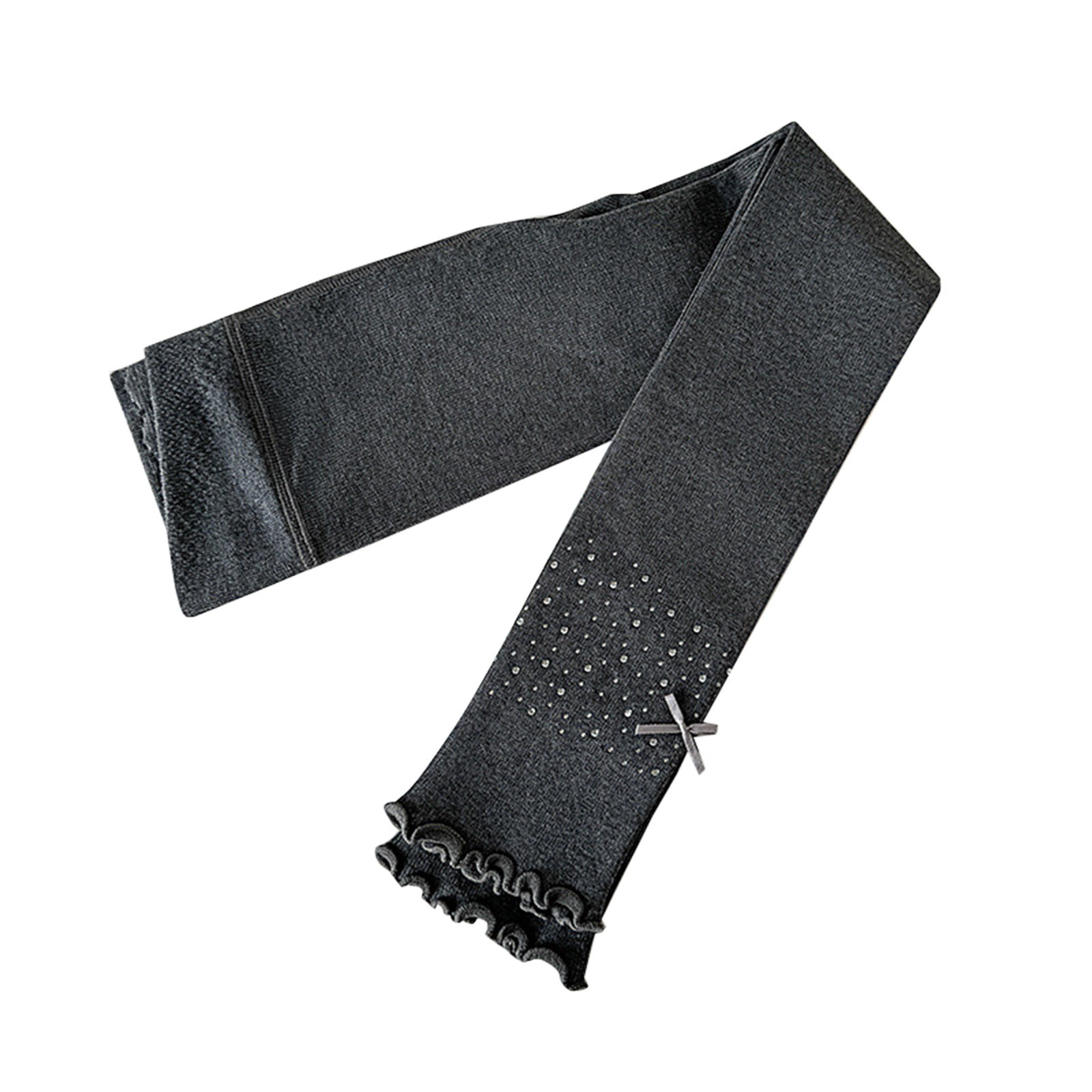 XQYLOS Girls Autumn Winter Velvet Brushed Leggings Bow Nine Point Pants ...
